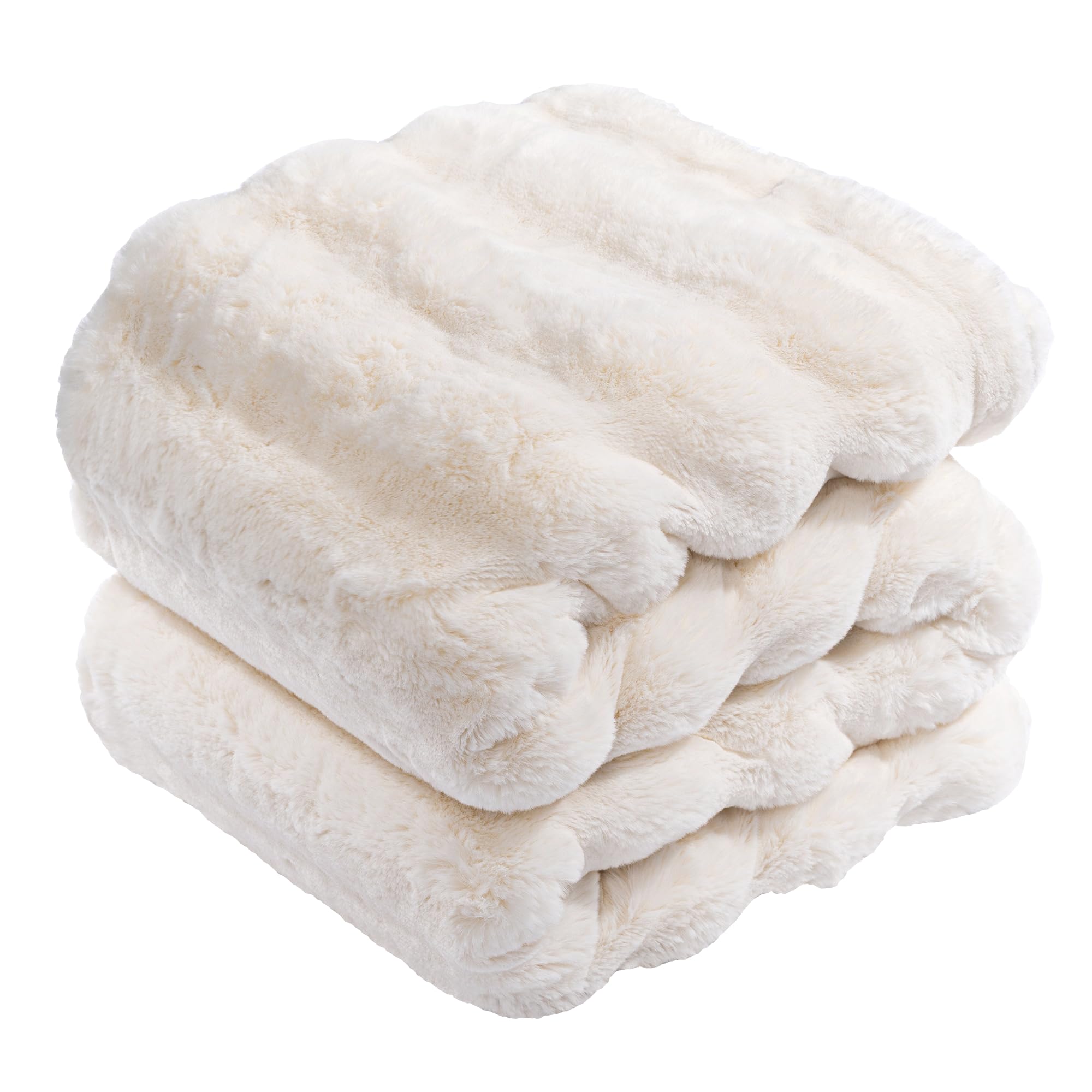 Amazon.com: Touchat Luxury Faux Rabbit Fur Throw Blanket for Couch ...