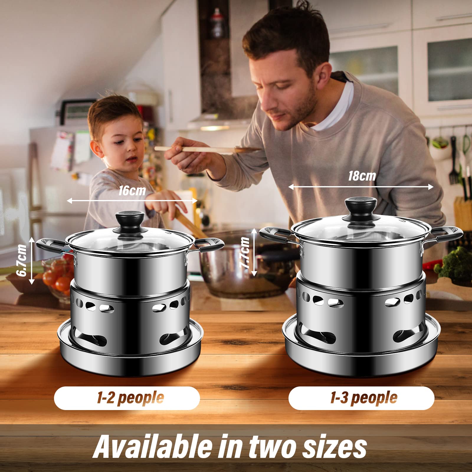 Hot Pot Alcohol Stove, Spirit Cooker with Pot, Camping Stoves Set, Gas ...