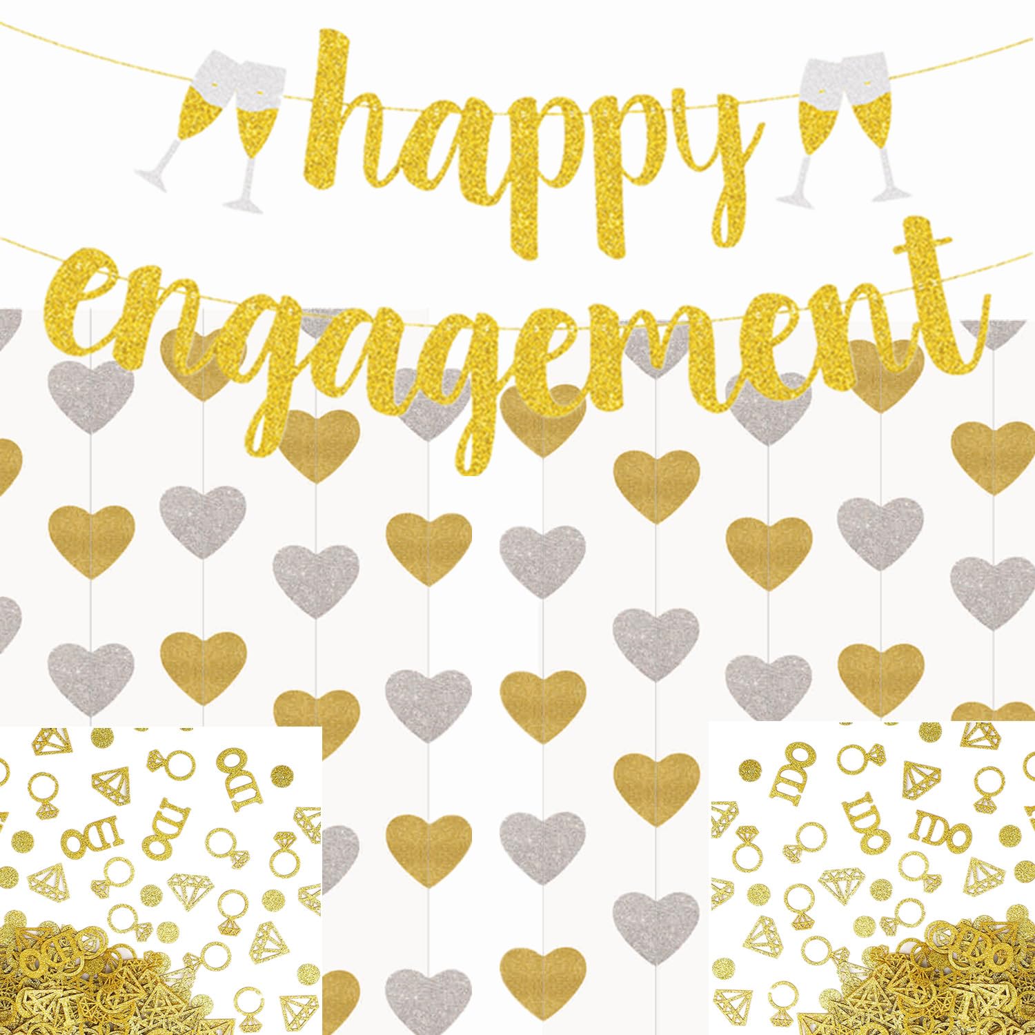 Amazon.com: Engagement Party Decorations Glitter Happy Engagement ...