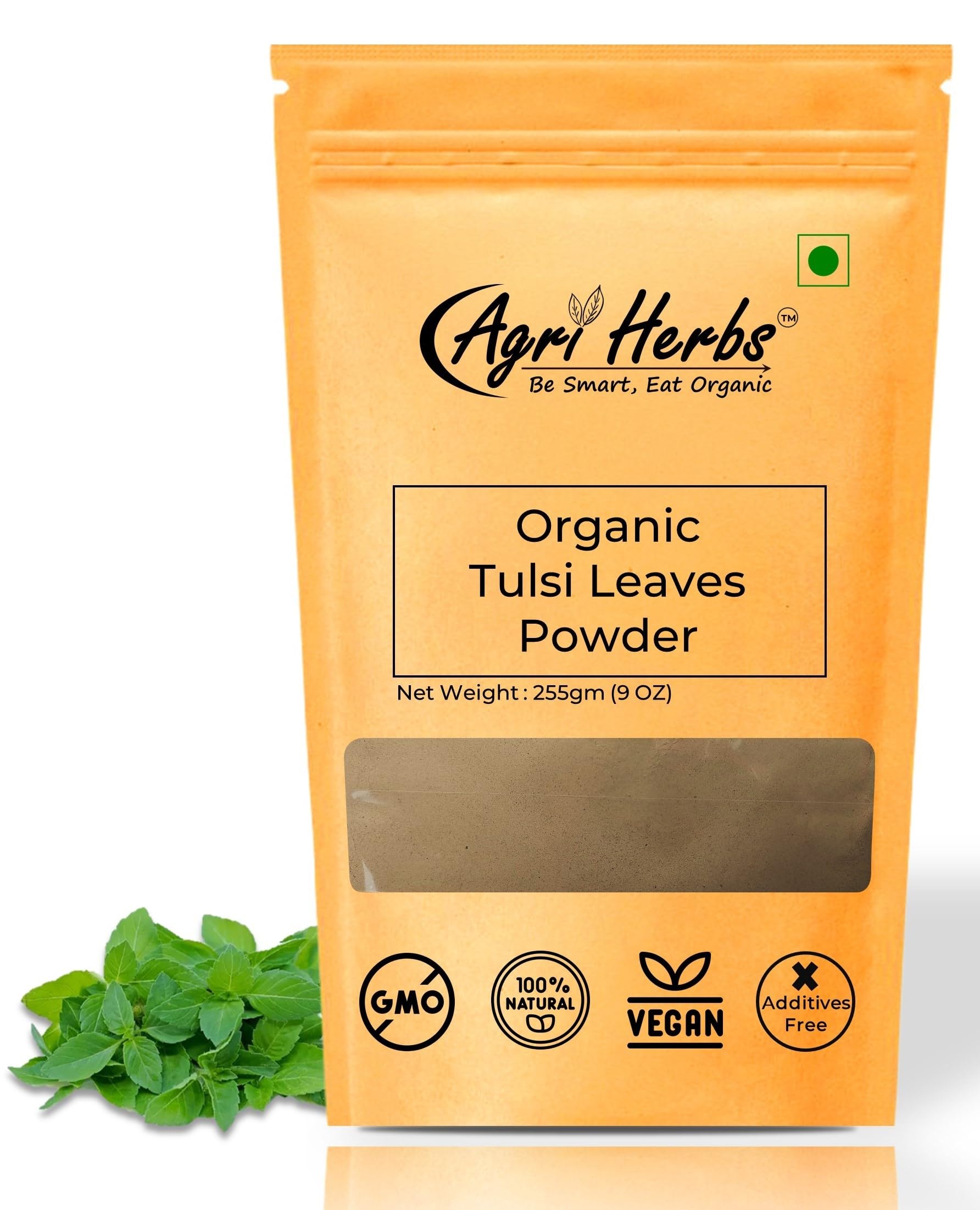 Agri Herbs Organic Tulsi Powder 255gm (Pack of 1) | Holy Basil Powder ...
