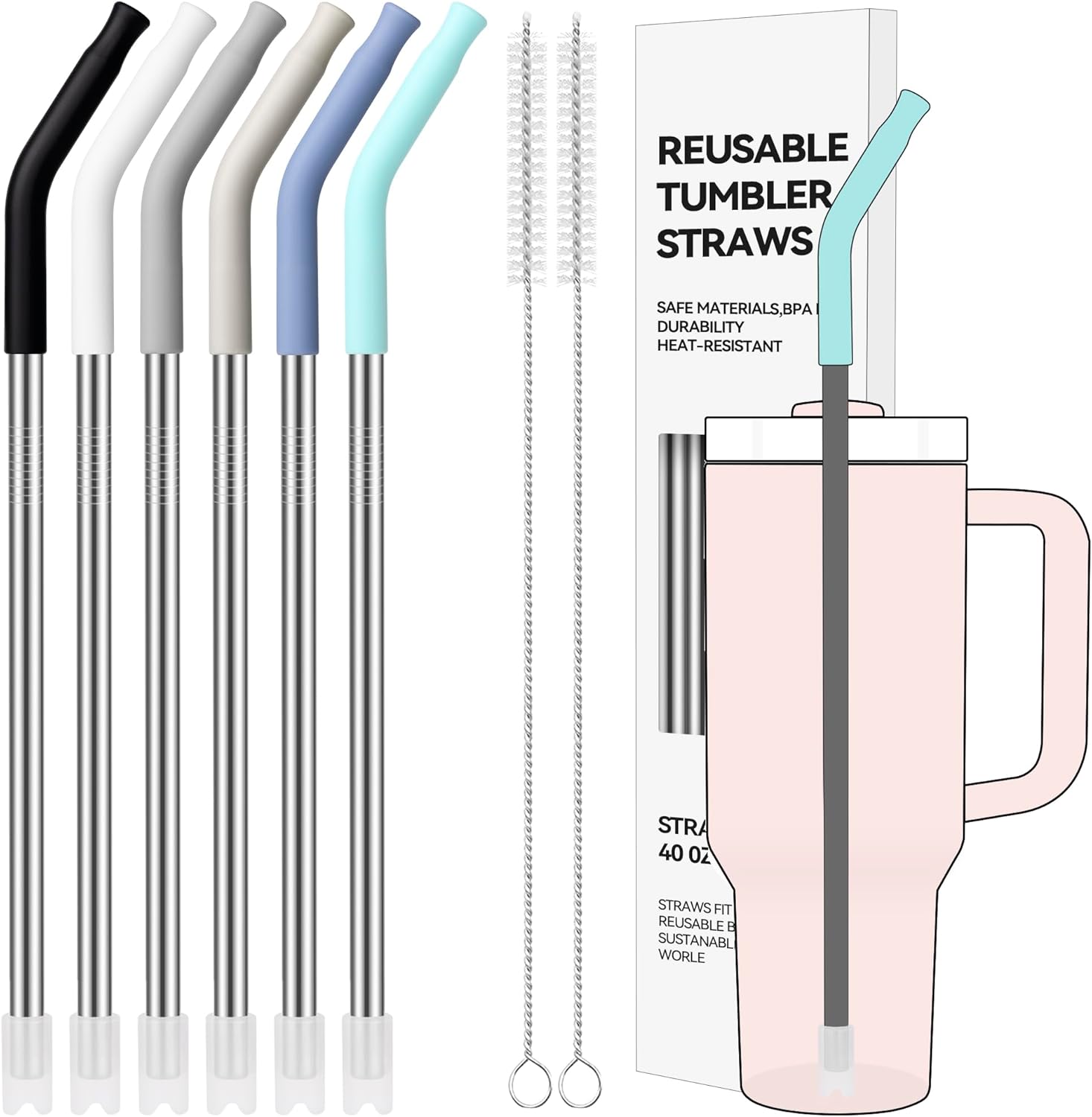 Amazon.com: Soledea 40 oz Straight Metal Straws for 40 oz Stanley ...