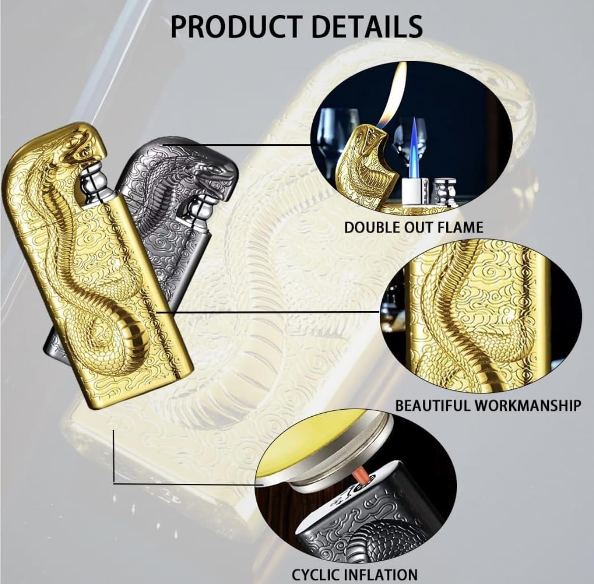 Snapklik.com : Cool Snake Lighter, Serpent Lighter, Dual Flame Lighter ...