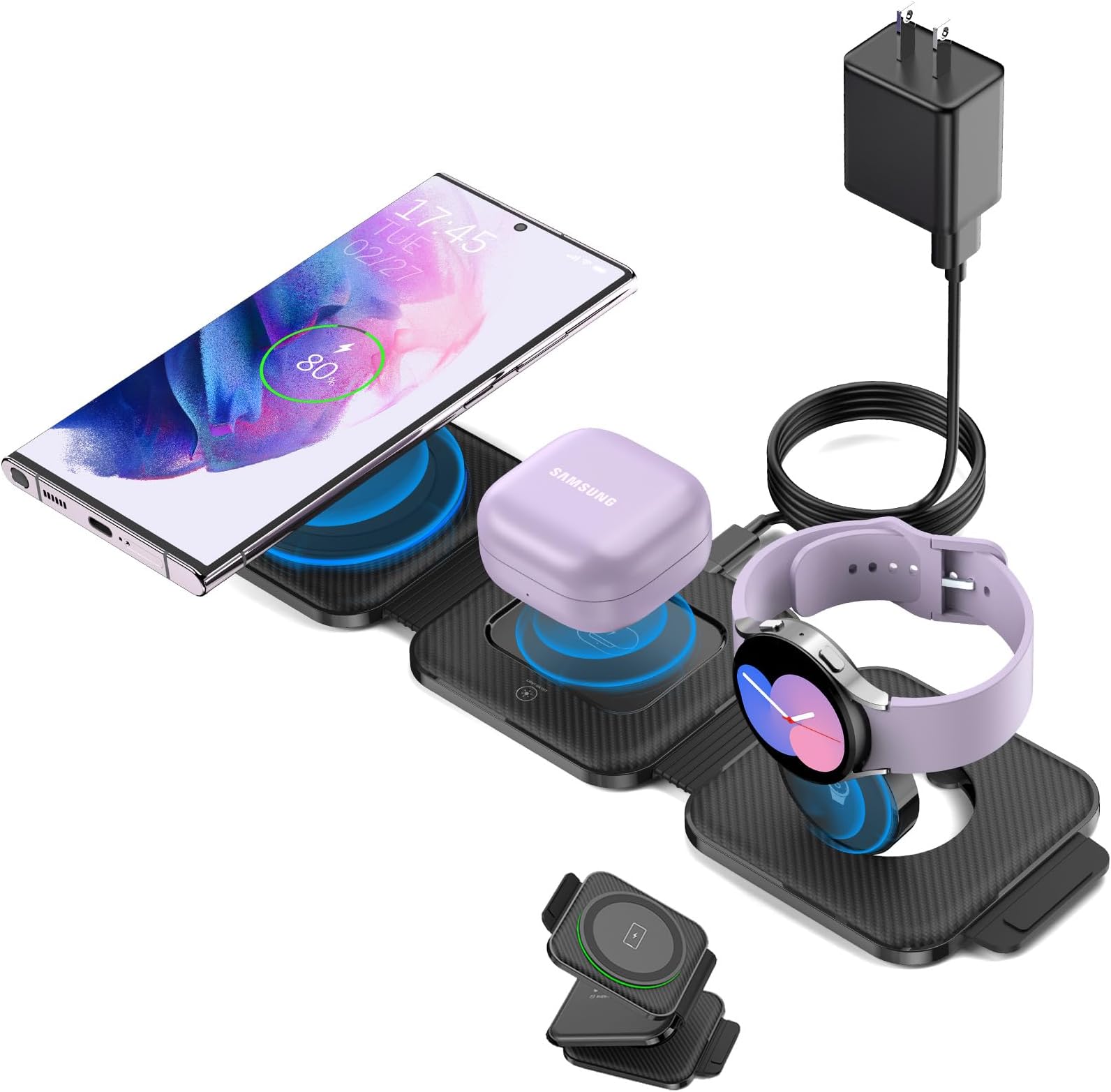 Amazon.com: Foldable 3 in 1 Wireless Charging Station for Samsung, KU ...