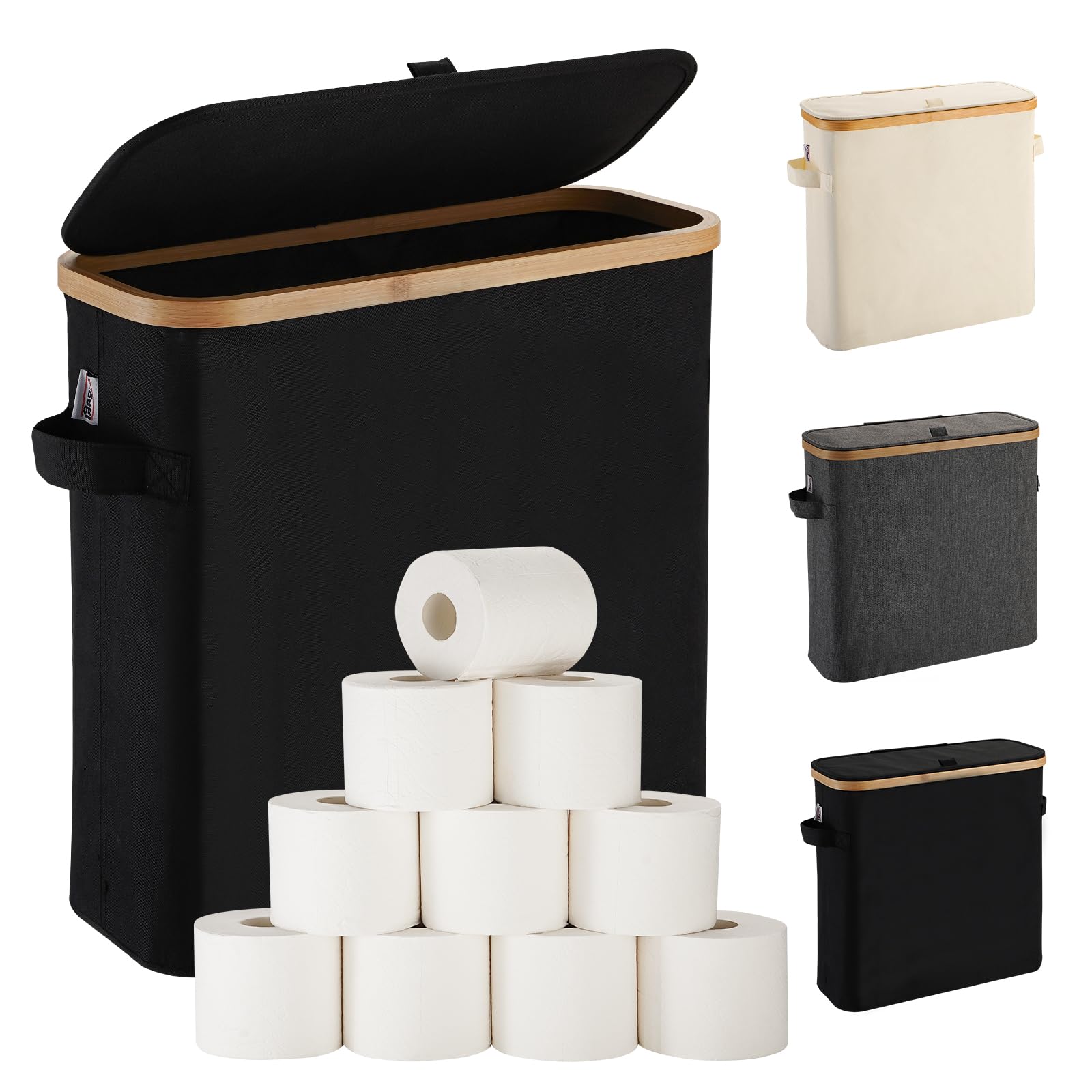Toilet Paper Storage Basket with Lid, Large Toilet Paper Storage Holder ...
