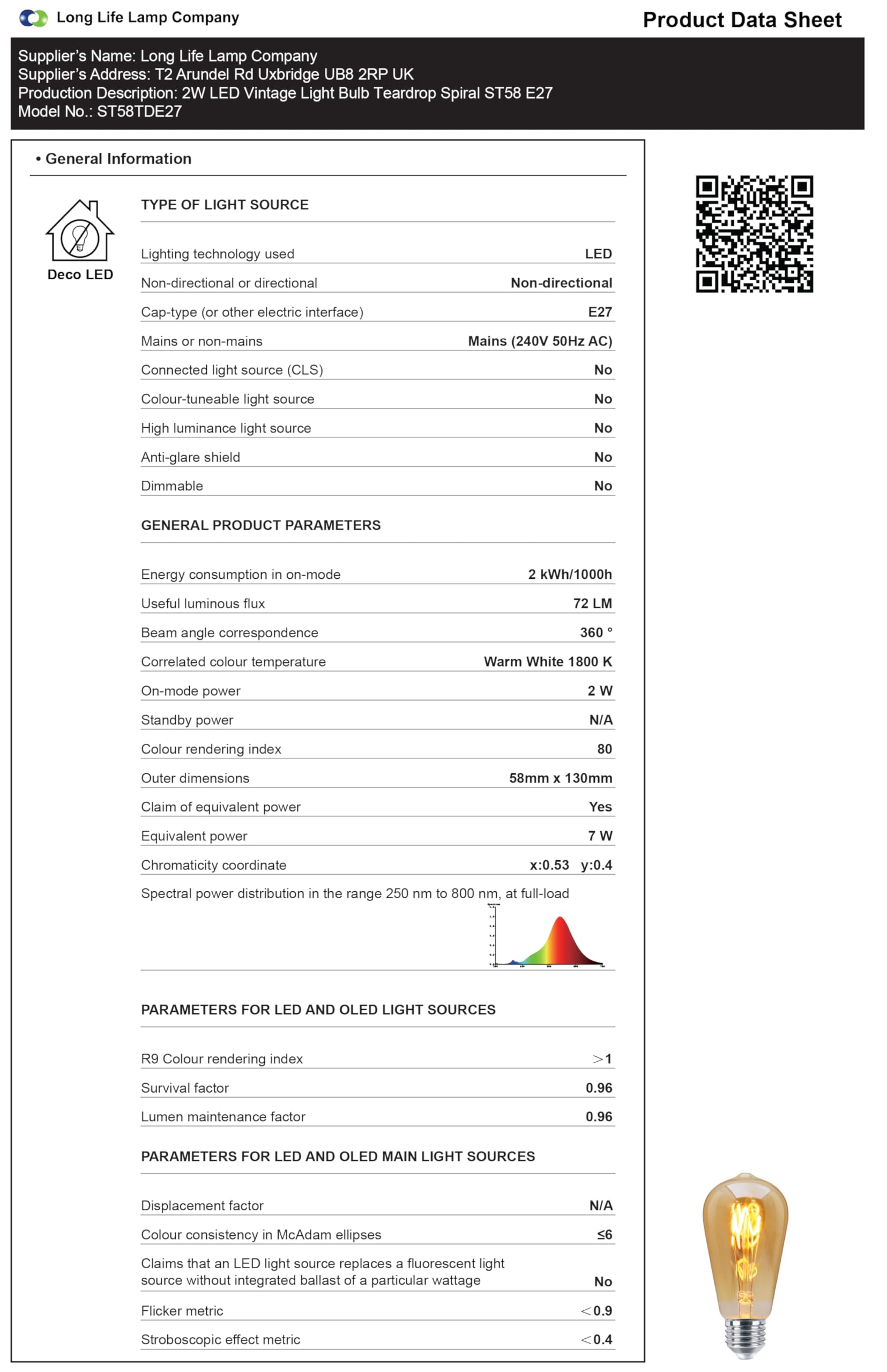 TobeBright Vintage E27 LED Edison Screw Bulb 20W Equivalent,2W ST58 ...