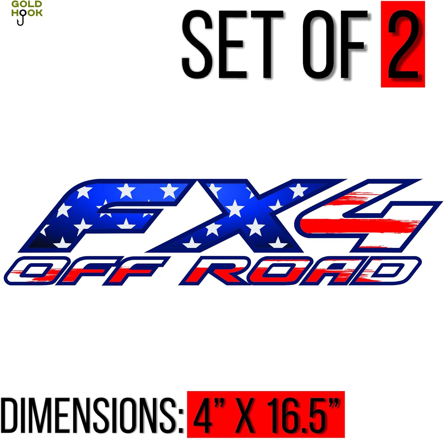 Set of 2 Gold Hook Ford FX4 Decals for F250 F350 F450 Super Duty Trucks ...