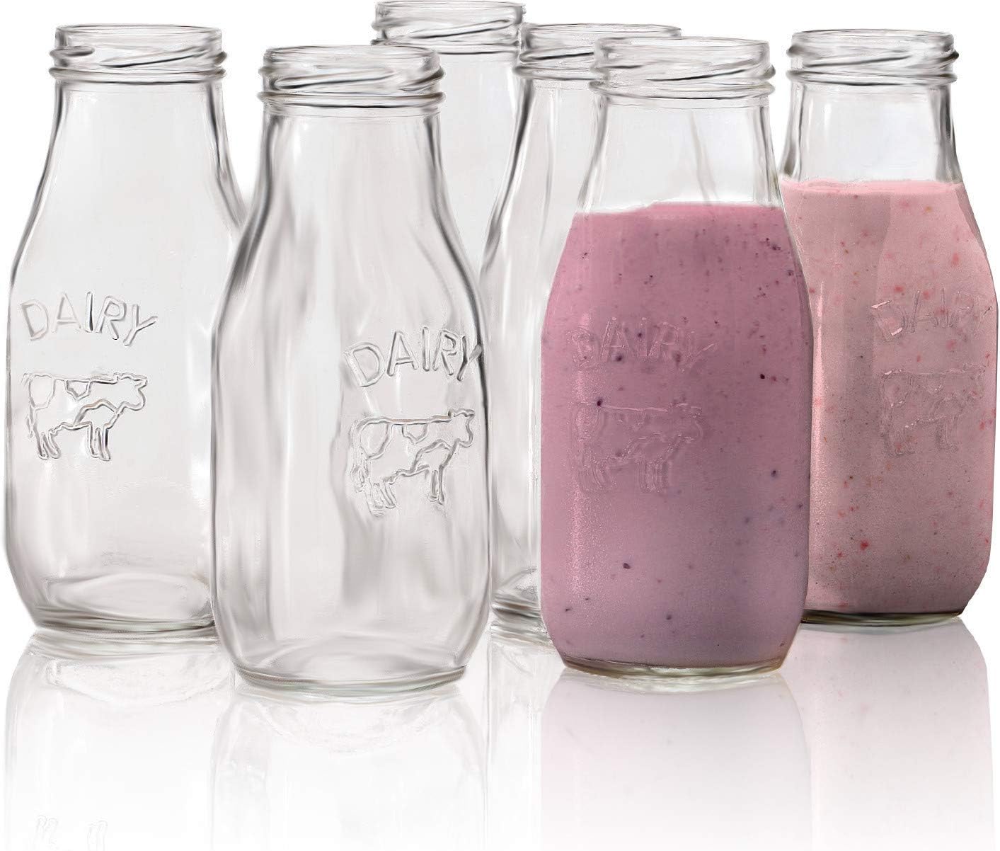 Amazon.com | Circleware Dairy Milk Glass Bottles, 10.5 oz, Clear ...