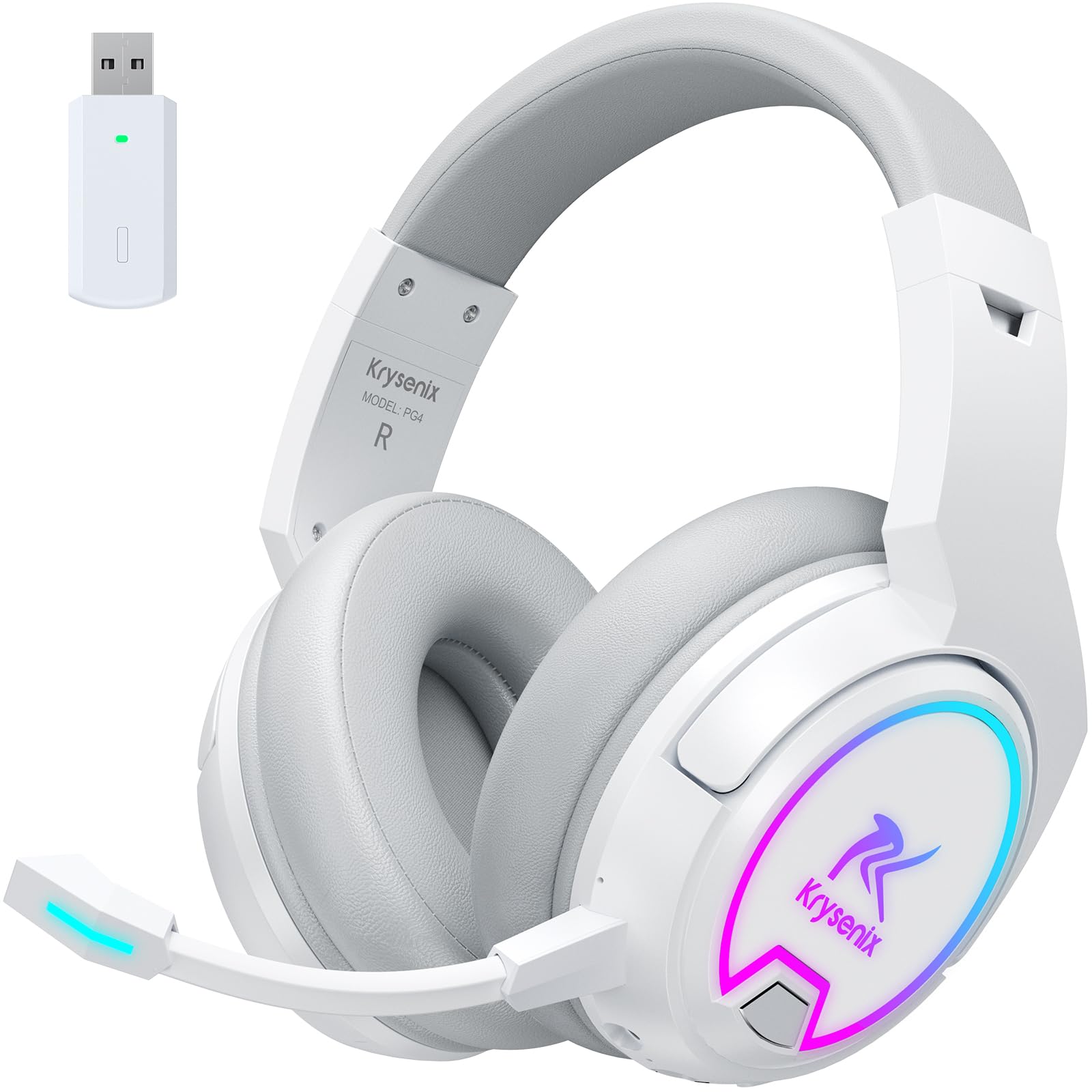 Krysenix PG4 RGB Wireless Gaming Headset for PS4, PS5, PC - 2.4GHz 7.1 Surround Sound, Bluetooth ...