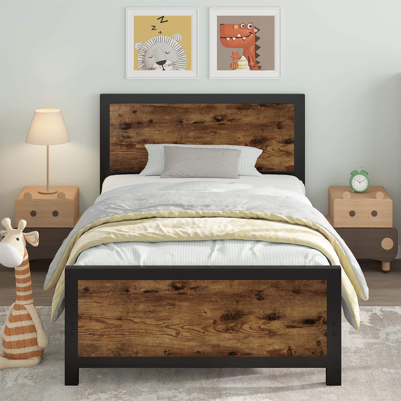 Amazon.com: IMMERSTABLE Twin Bed Frames with Headboard, Twin Bed Frame ...