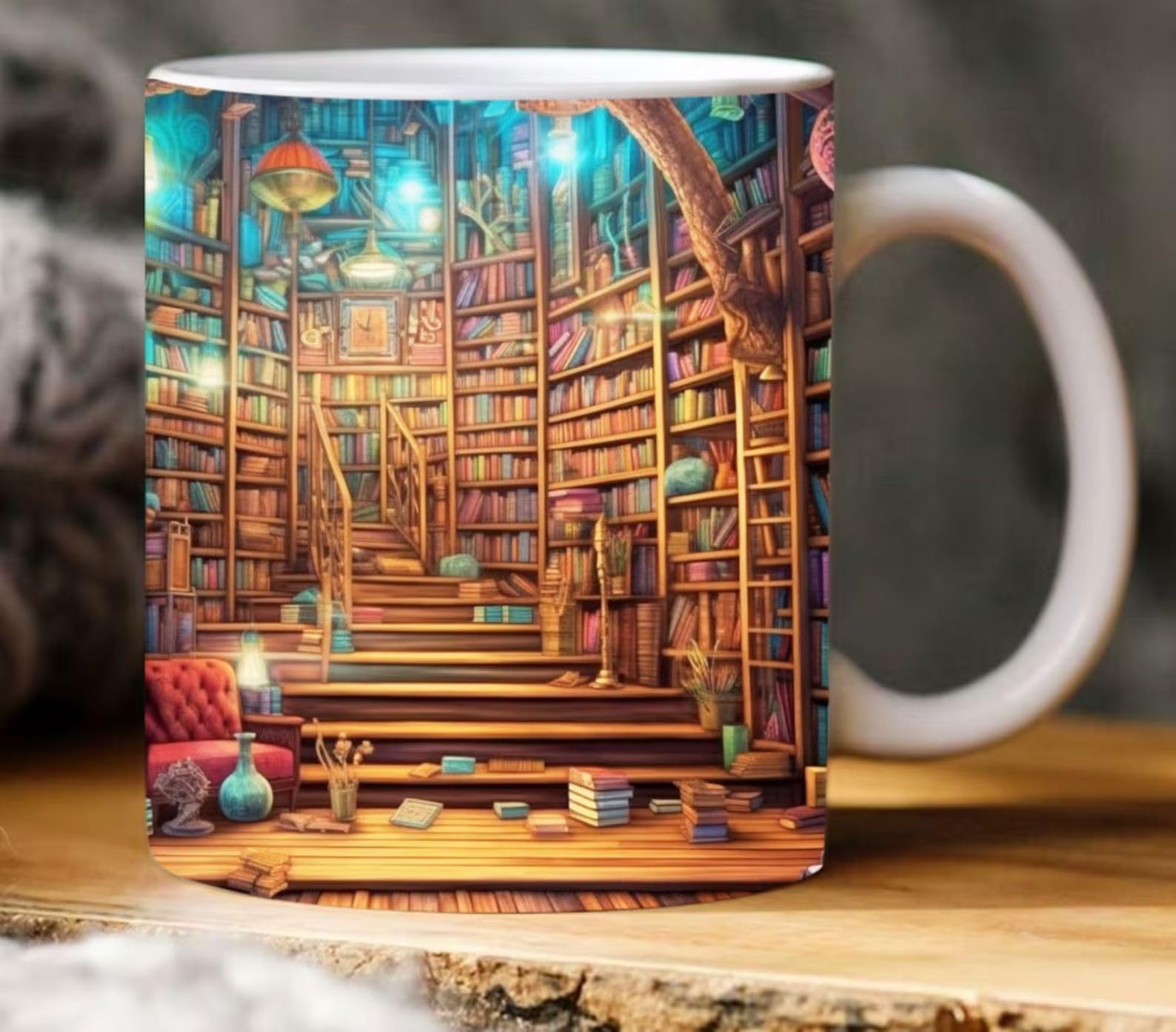 Amazon.com: 3D Bookshelf Mug - 11oz 3D Bookshelves Hole In A Wall Mug ...