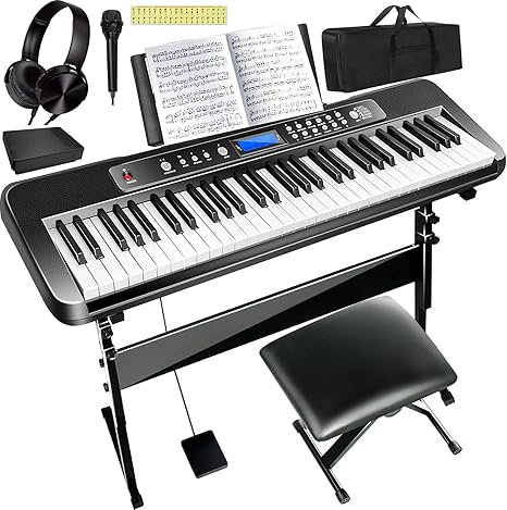Amazon.com: AQNIEGEP Pro 61-Key Electric Keyboard Piano w/LCD & Sustain ...
