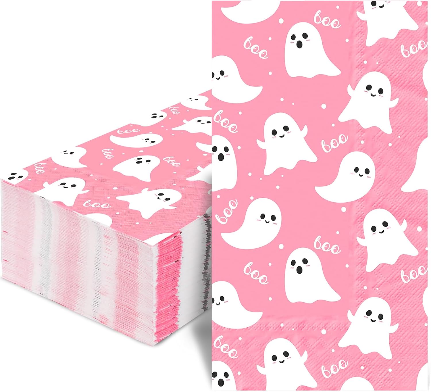 Amazon.com: 50Pcs Pink Ghost Boo Ghost Guest Napkins Halloween Cute ...