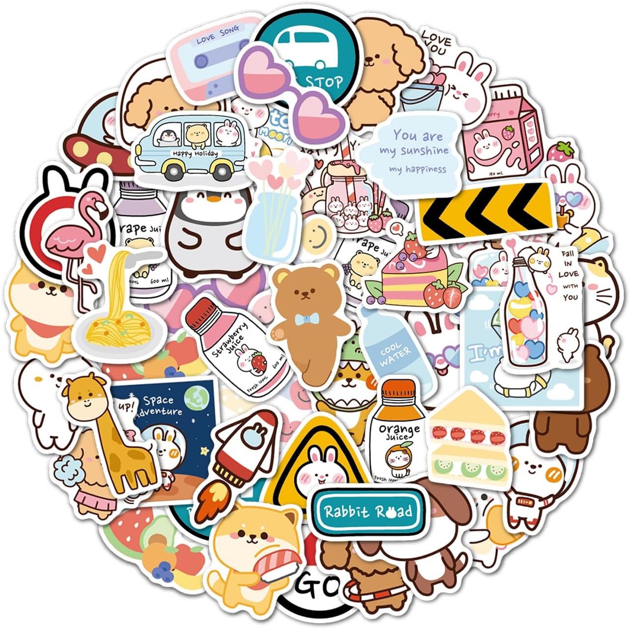 Kawaii 50pcs Cute Waterproof Vinyl Stickers for Laptop Water Bottle ...