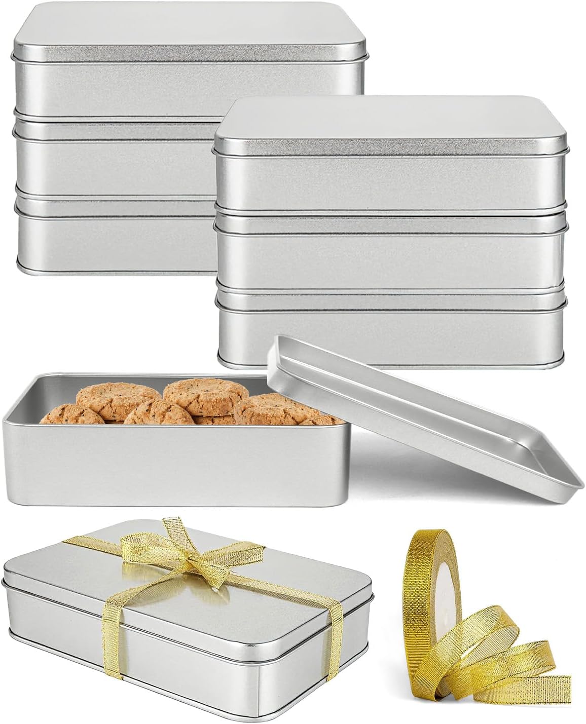 Amazon.com: Wuqoioo Metal Tins Box With Lid, 8 Pack Cookie Tins With ...