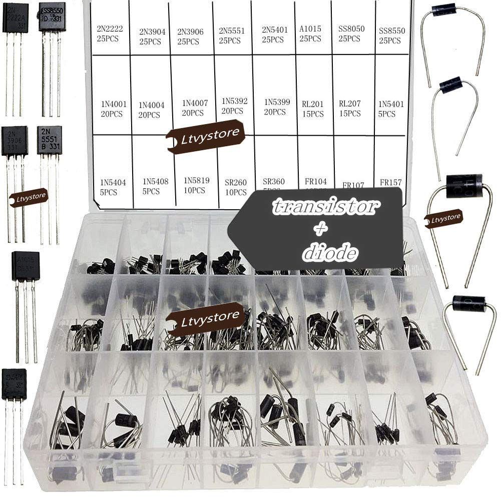 Buy Ltvystore 24Value 400PCS 3 Pin Power NPN PNP Transistors Set 2N2222 ...