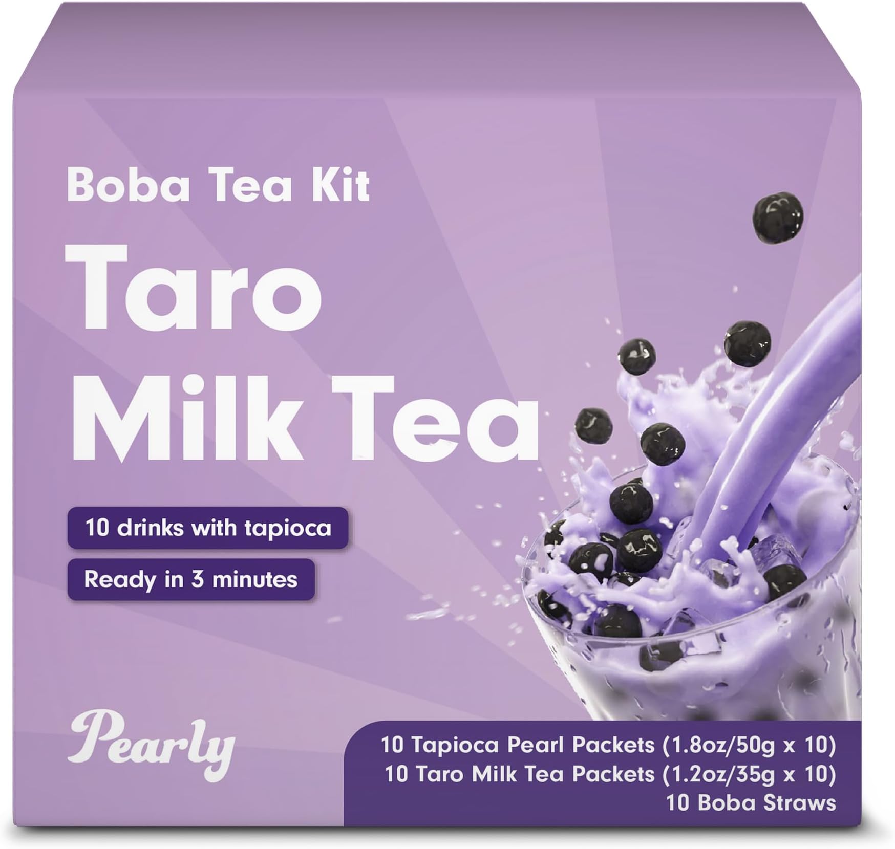 Amazon.com: Taro Boba Tea Kit With Straws - Drink Pearly Make Your Own ...
