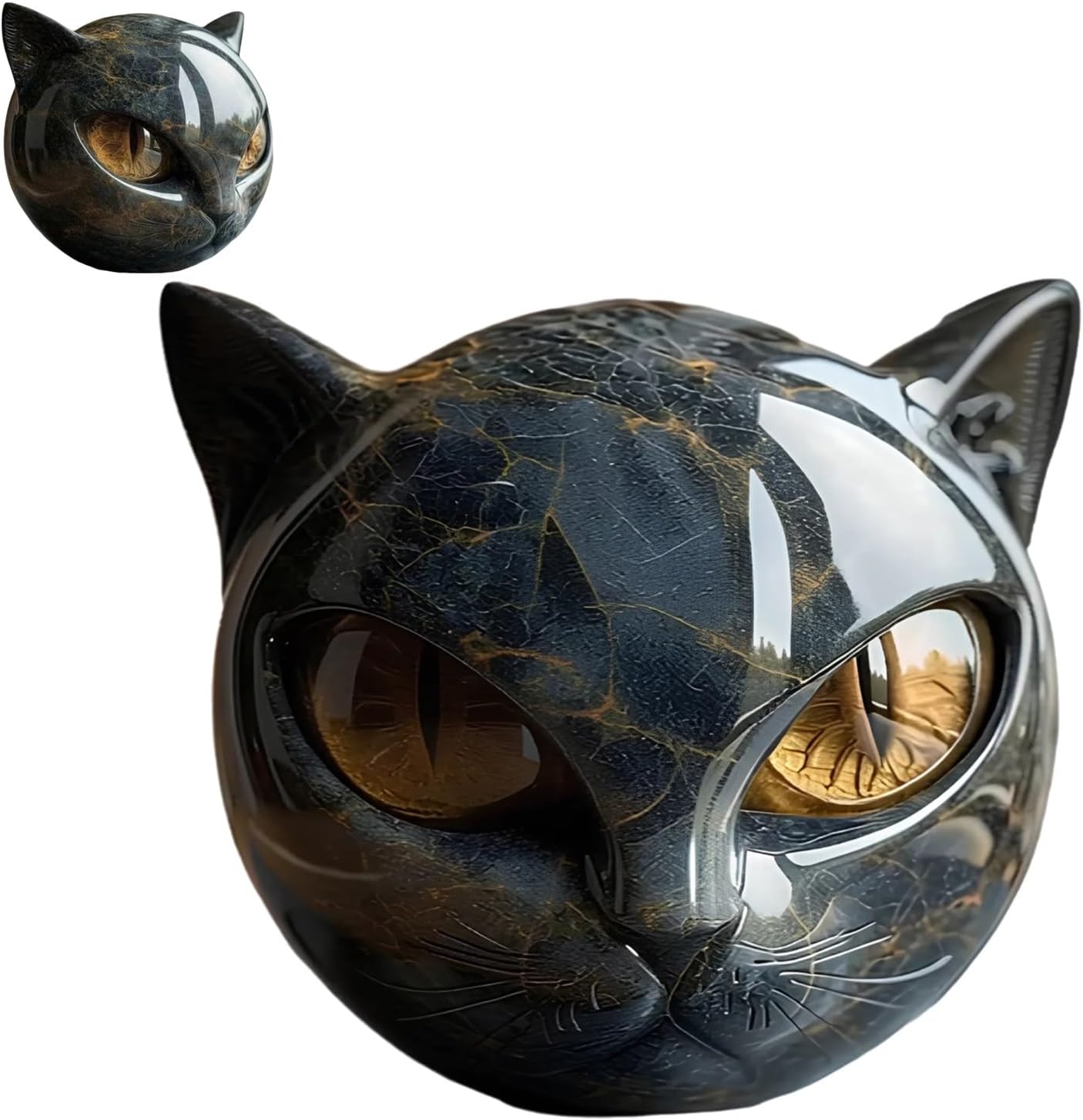 Amazon.com: Flairgifts Luxury Black Cat Stone Sculpture – Elegant Home ...