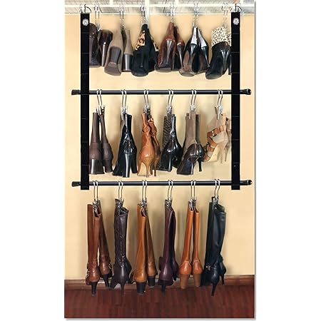 Amazon.com: NEW IMPROVED SYSTEM- Boot Stax: Vertical Hanging Boot Rack ...
