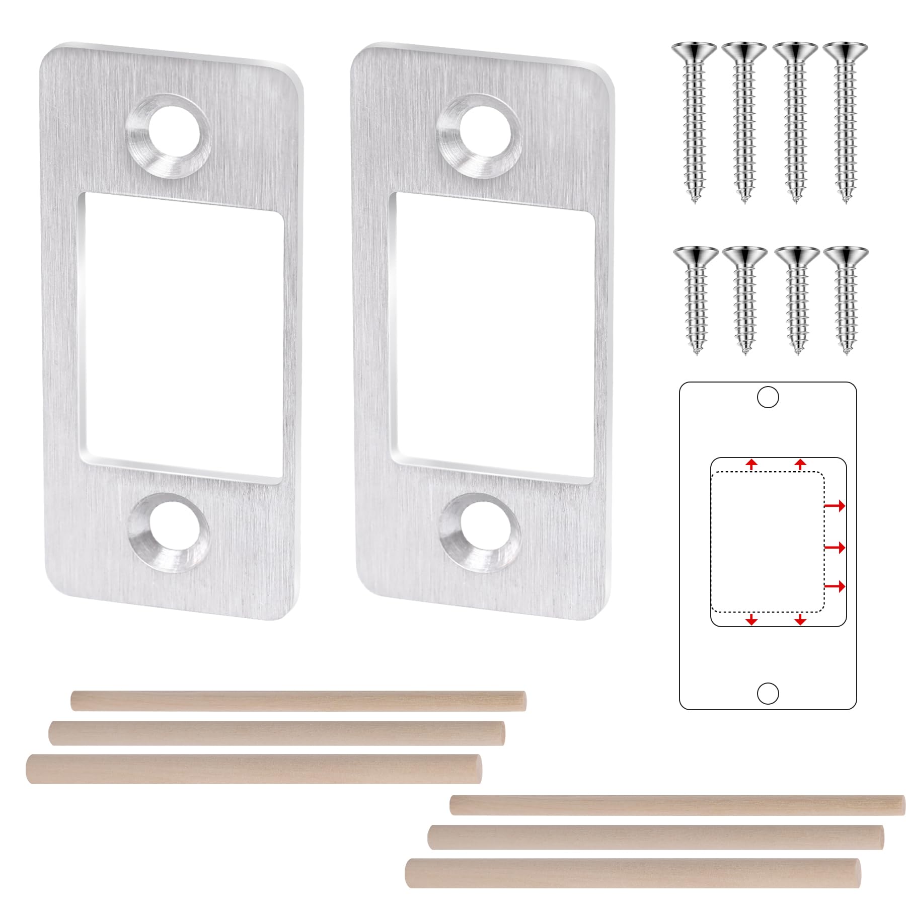 2 Pk Upgrade Large Hole Deadbolt Restorer Strike Plates, Stainless ...