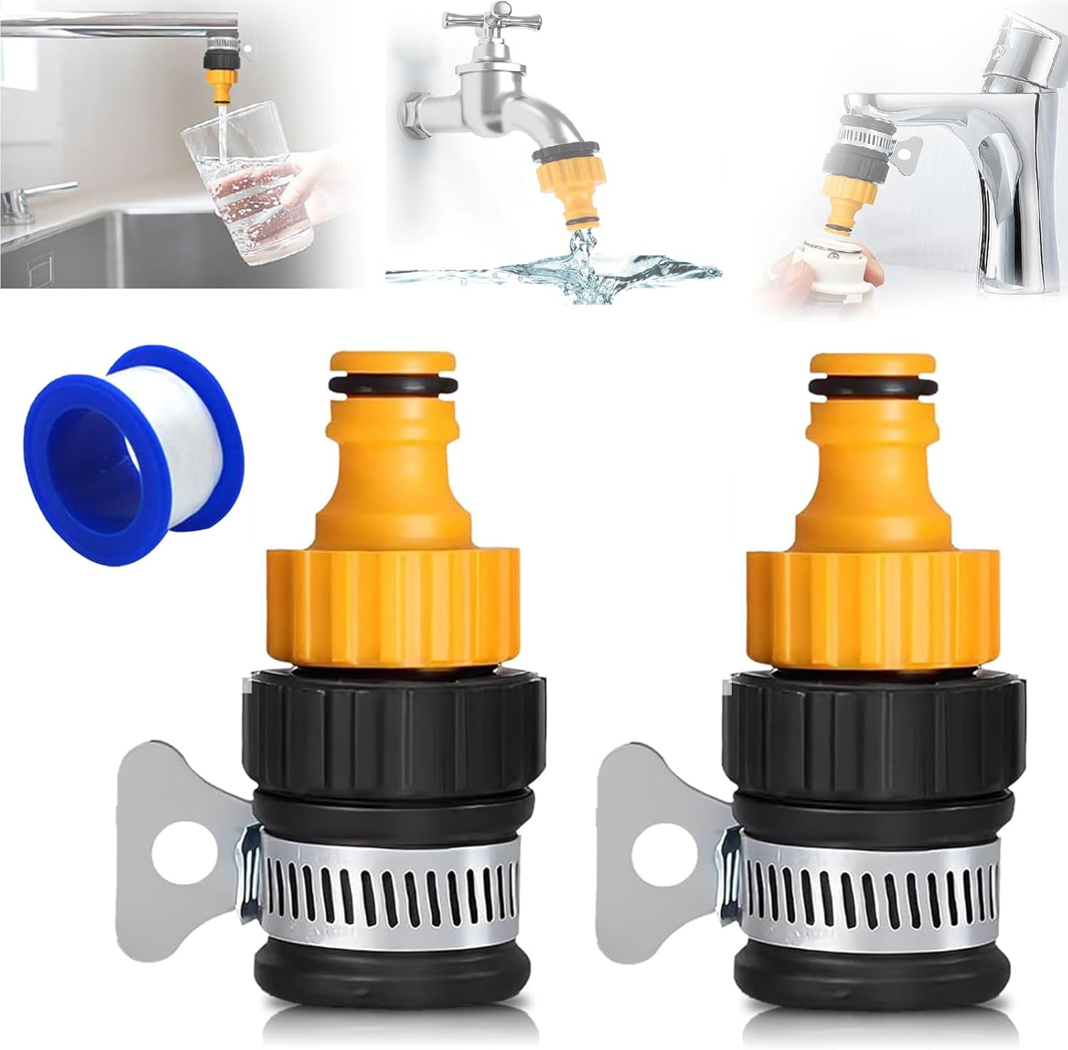 2PCS Kitchen Tap Hose Connector, Hose Adapter for Kitchen Tap with ...