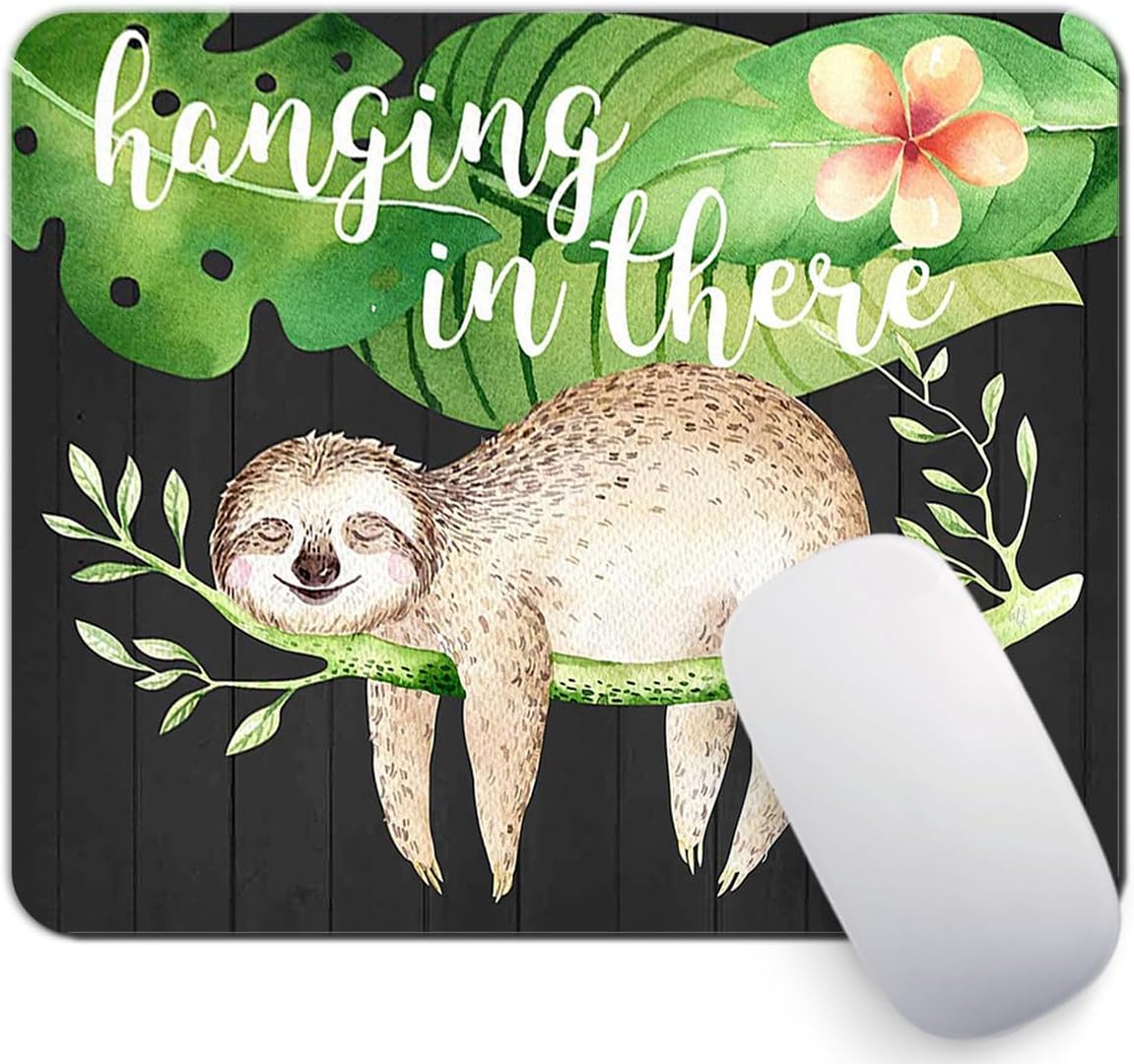 Amazon.com: Funny Sloth Mouse Pad Hanging in There Floral Watercolor ...