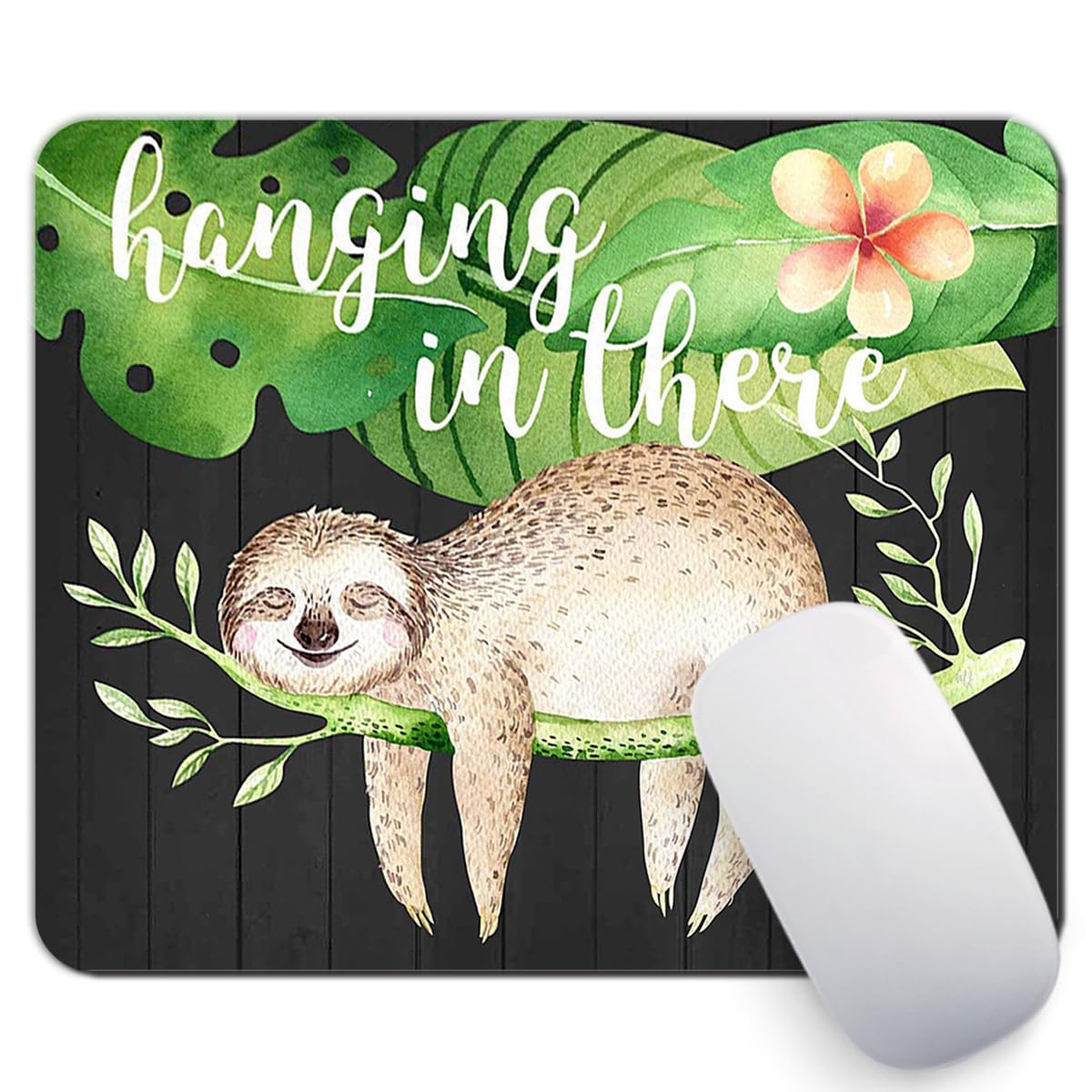 Amazon.com: Funny Sloth Mouse Pad Hanging in There Floral Watercolor ...
