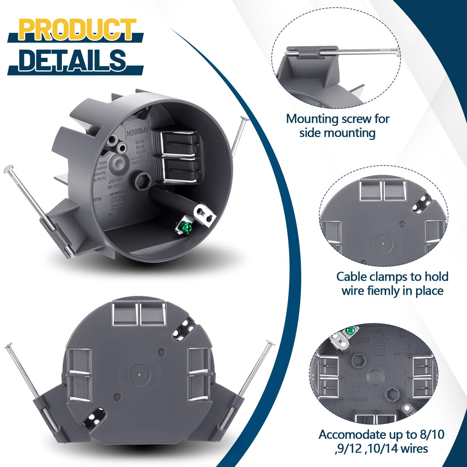 Snapklik.com : Tellegloww 12pcs 1 Gang PVC Round Ceiling Electrical Box ...