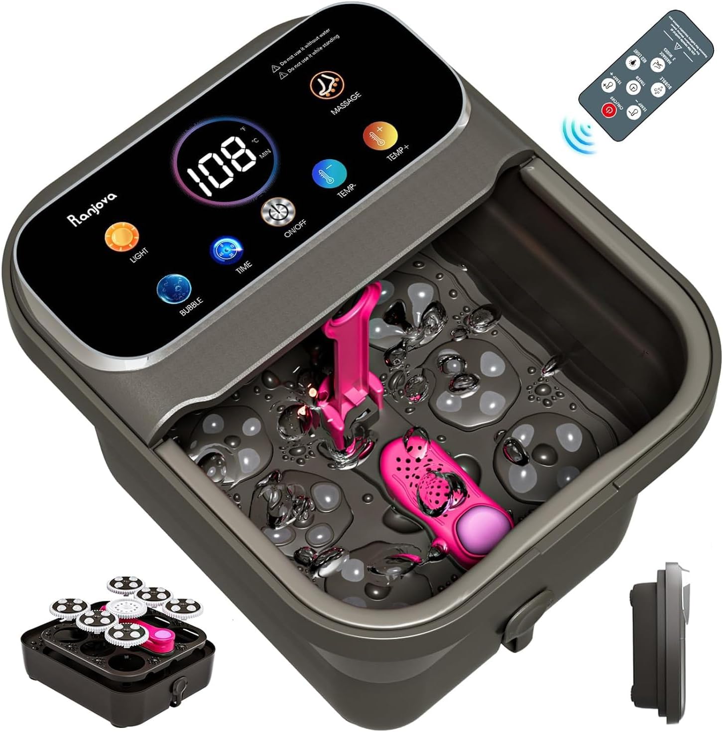 Ranjova Collapsible Foot Spa Electric Rotary Massage, with Touchscreen ...