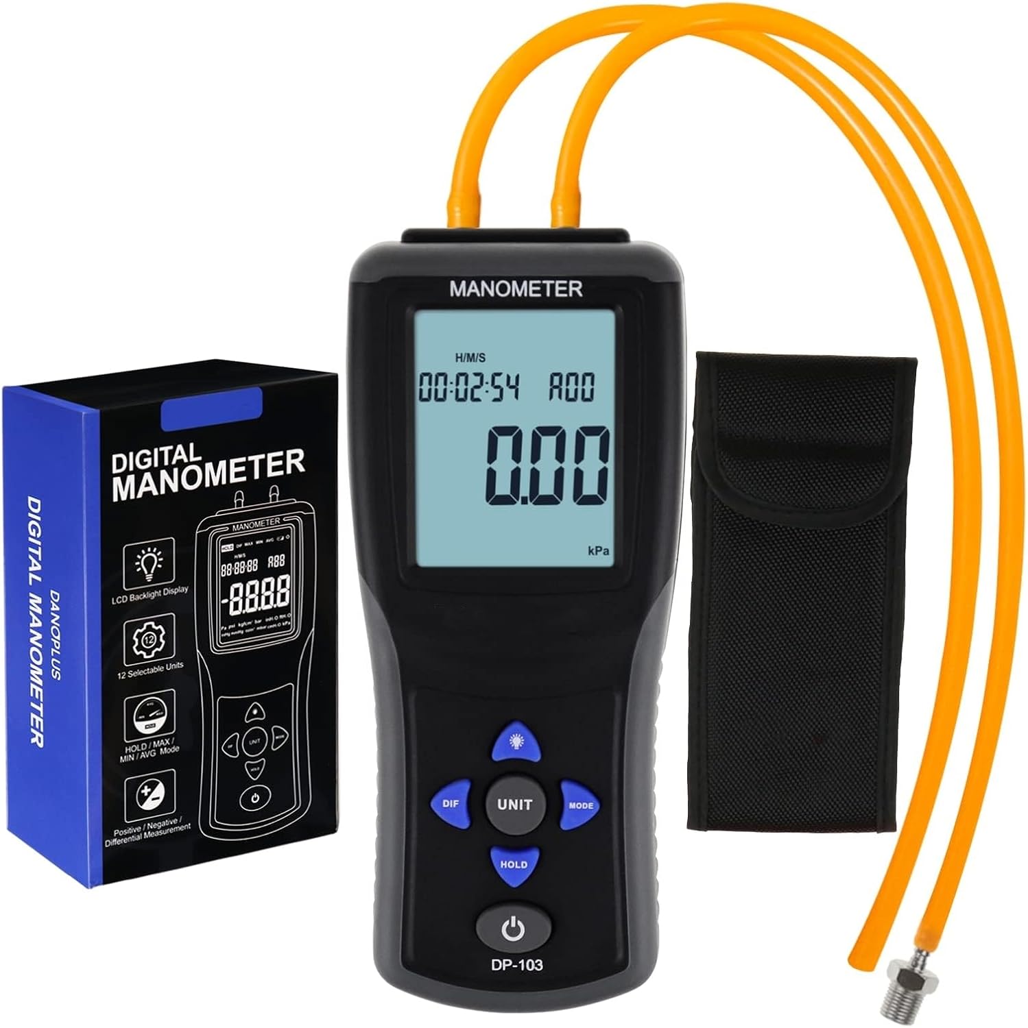 Digital Manometer Gas Pressure Tester, 12 Units Professional Manometer ...