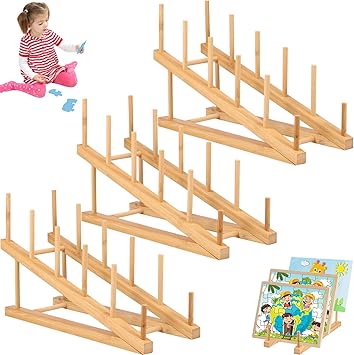 Amazon.com: 3Pcs Wooden Puzzle Storage Rack, Professor Puzzle Display ...