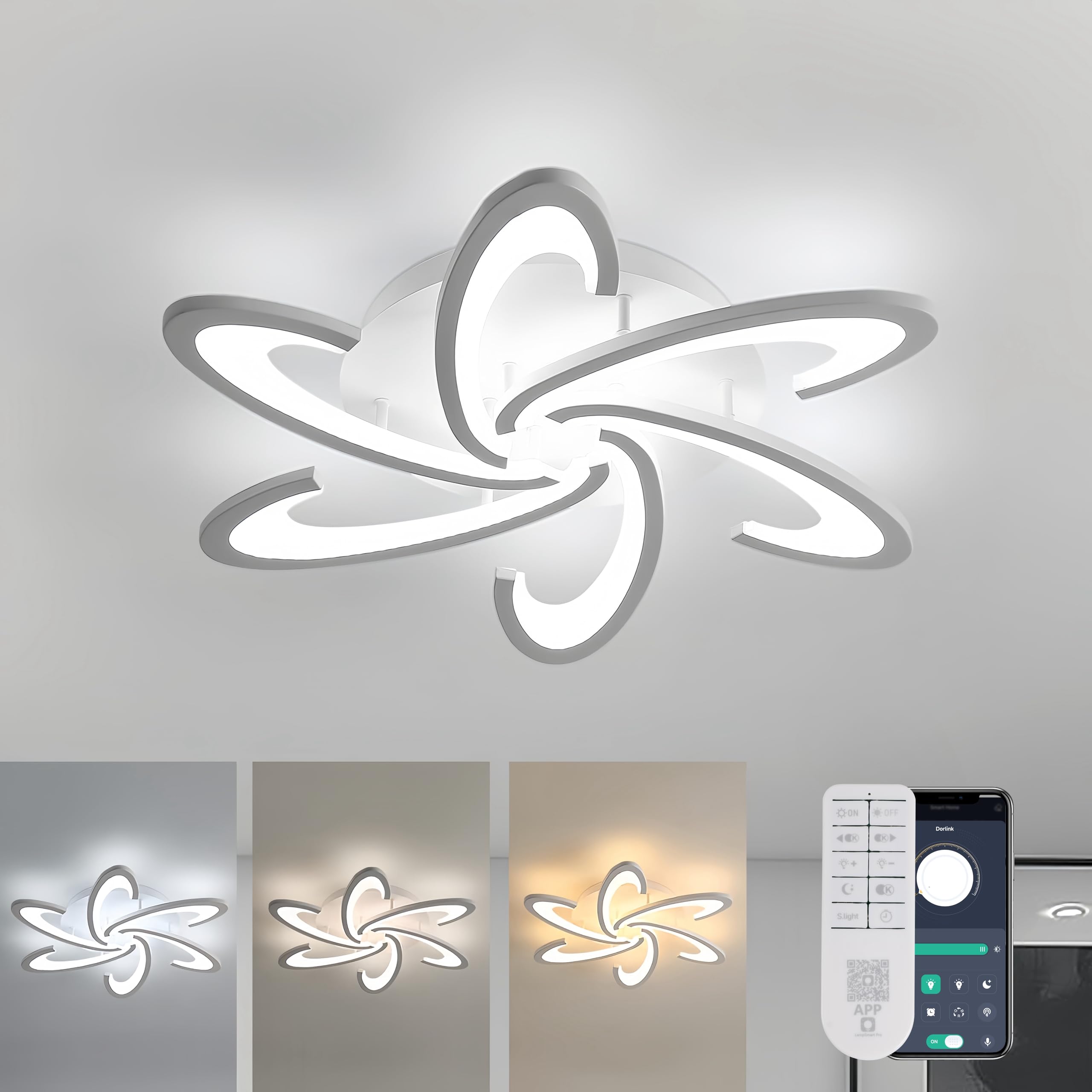 Dorlink LED Ceiling Light Dimmable, Modern Ceiling Lights Living Room ...