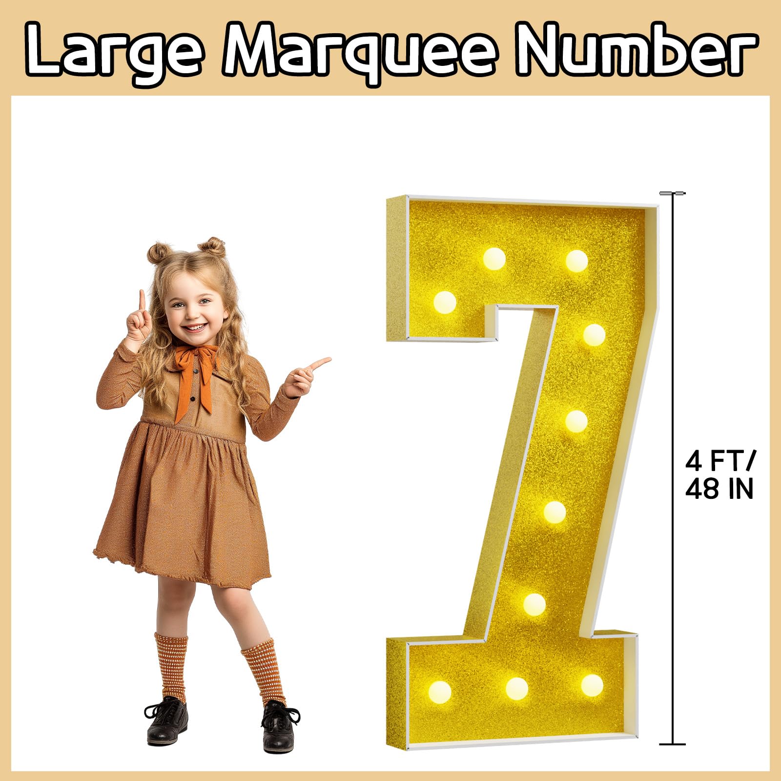 Snapklik.com : Imprsv Gold Light Up Numbers,3FT Marquee Numbers For ...