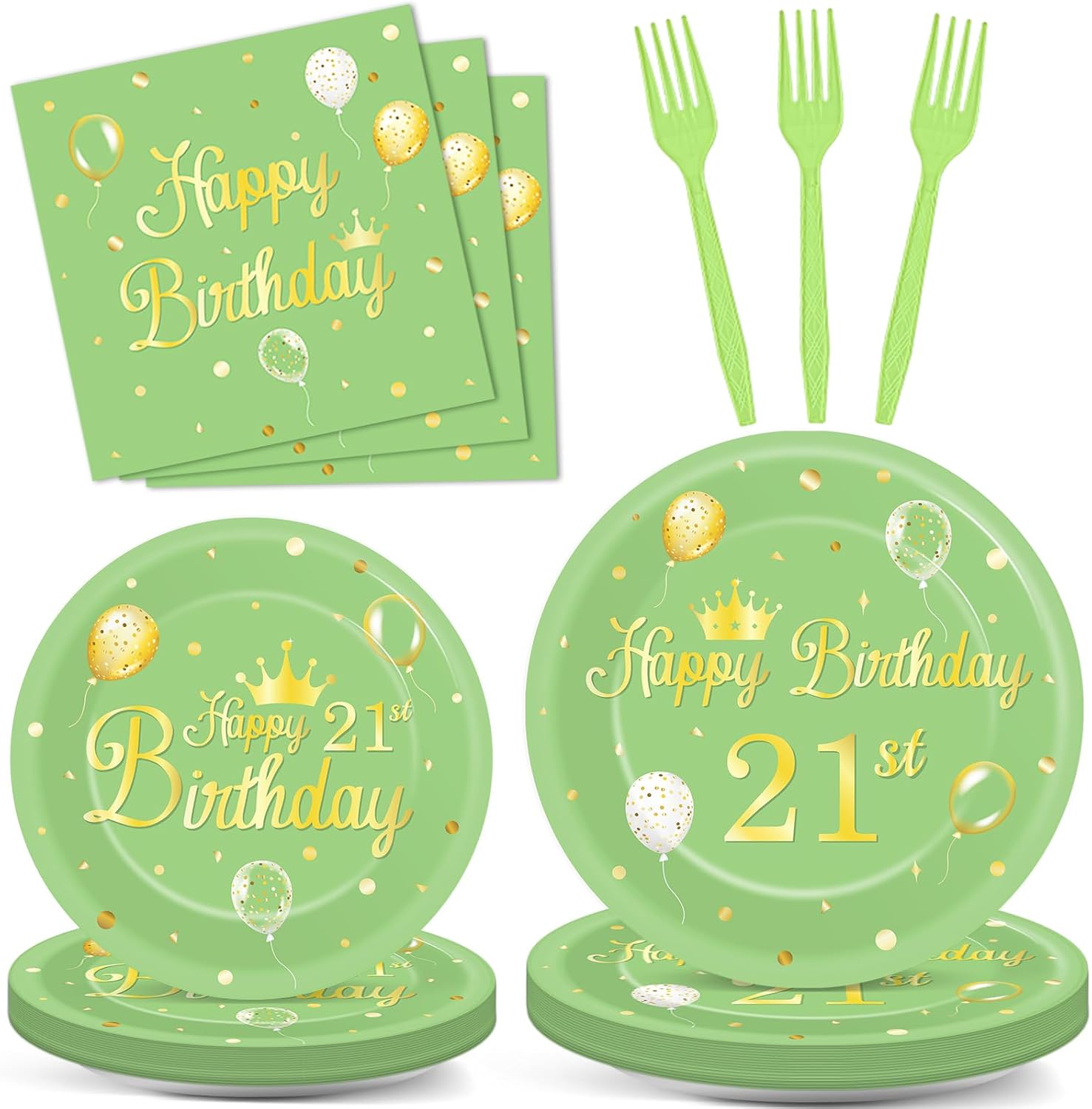 Amazon.com: Qyeahkj 100 Pcs 21st Birthday Plates & Napkins Party ...