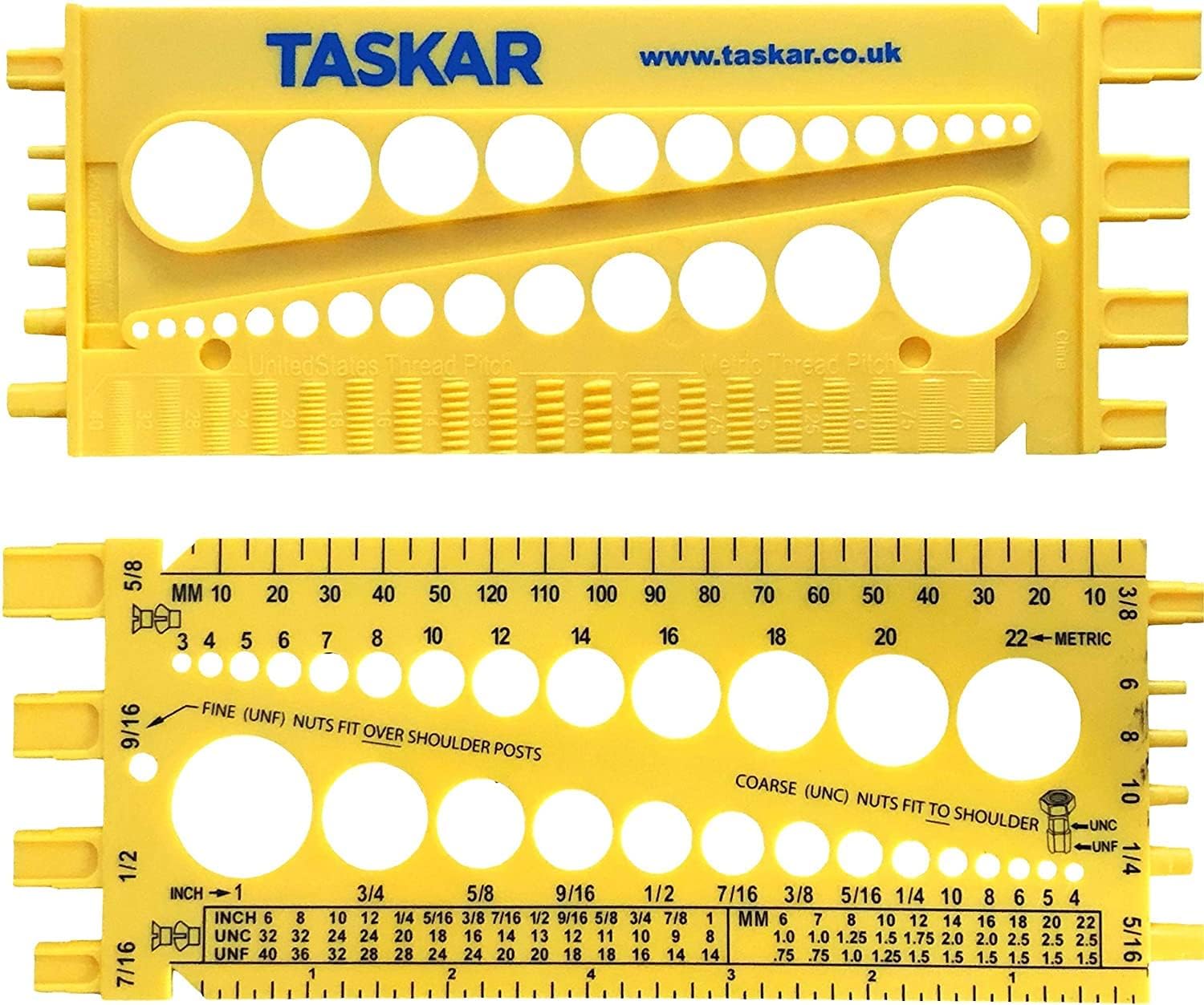 Taskar Nut, Bolt & Screw Measuring Gauge Imperial & Metric Size ...