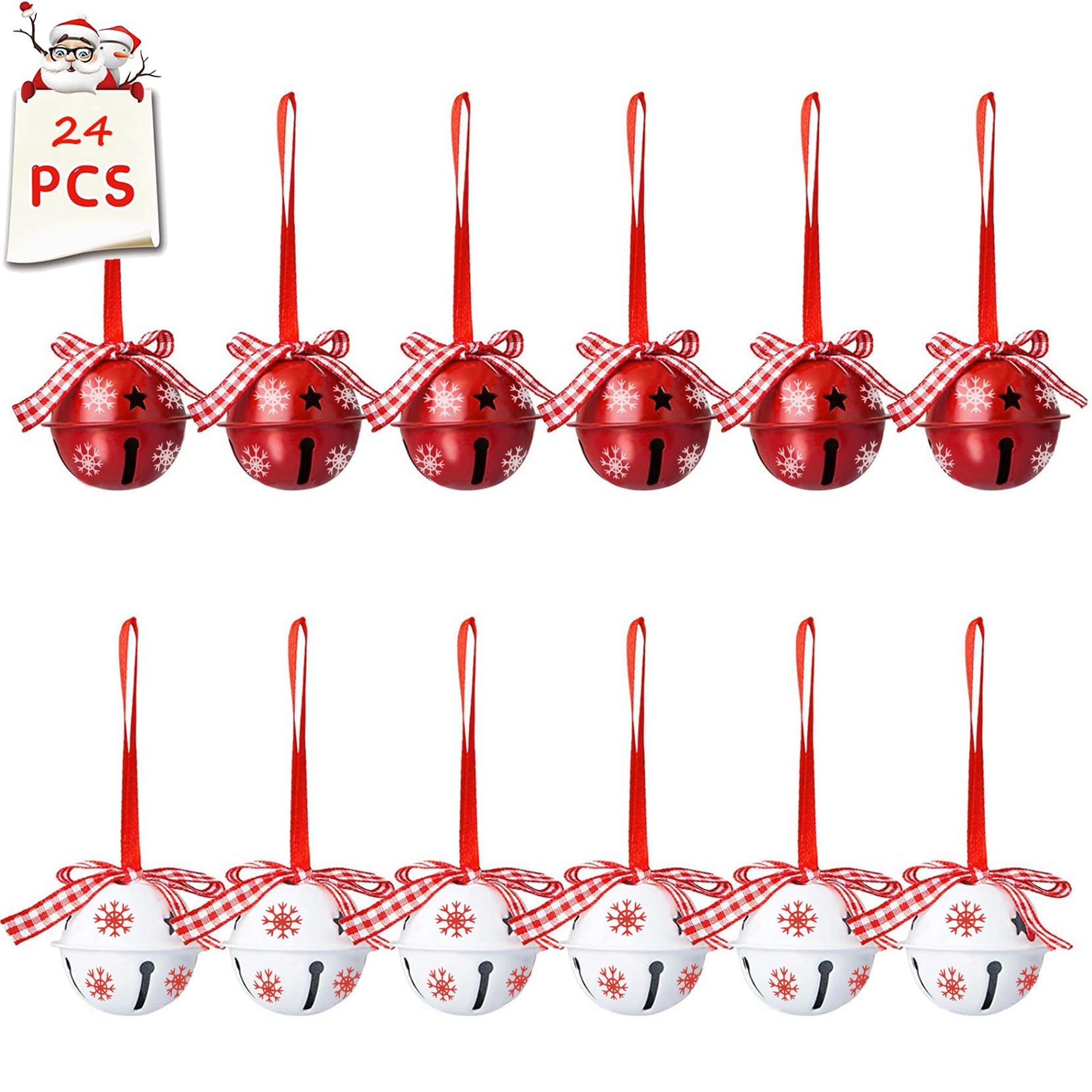 Amazon.com: 24 Pcs Christmas Jingle Bells Metal Decorative Bells with ...
