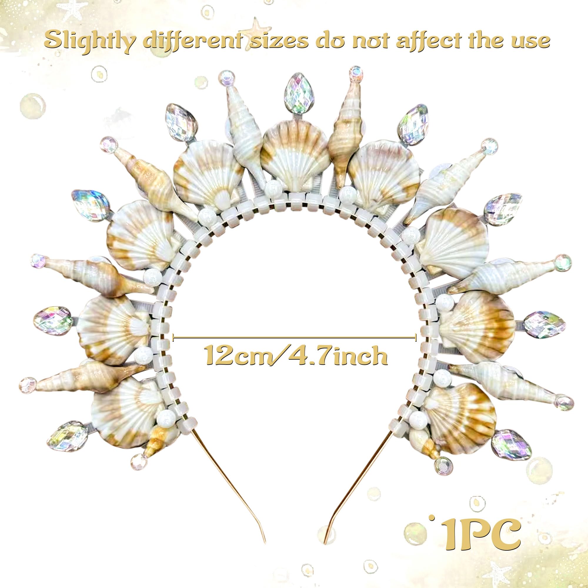 JeVenis Mermaid Crown Headband Seashell Crown Siren Costume Women Gold ...