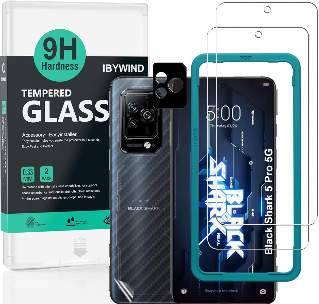 IBYWIND Vetro Temperato per Black Shark 5 PRO 5G 6,67",[2Pezzi]con ...