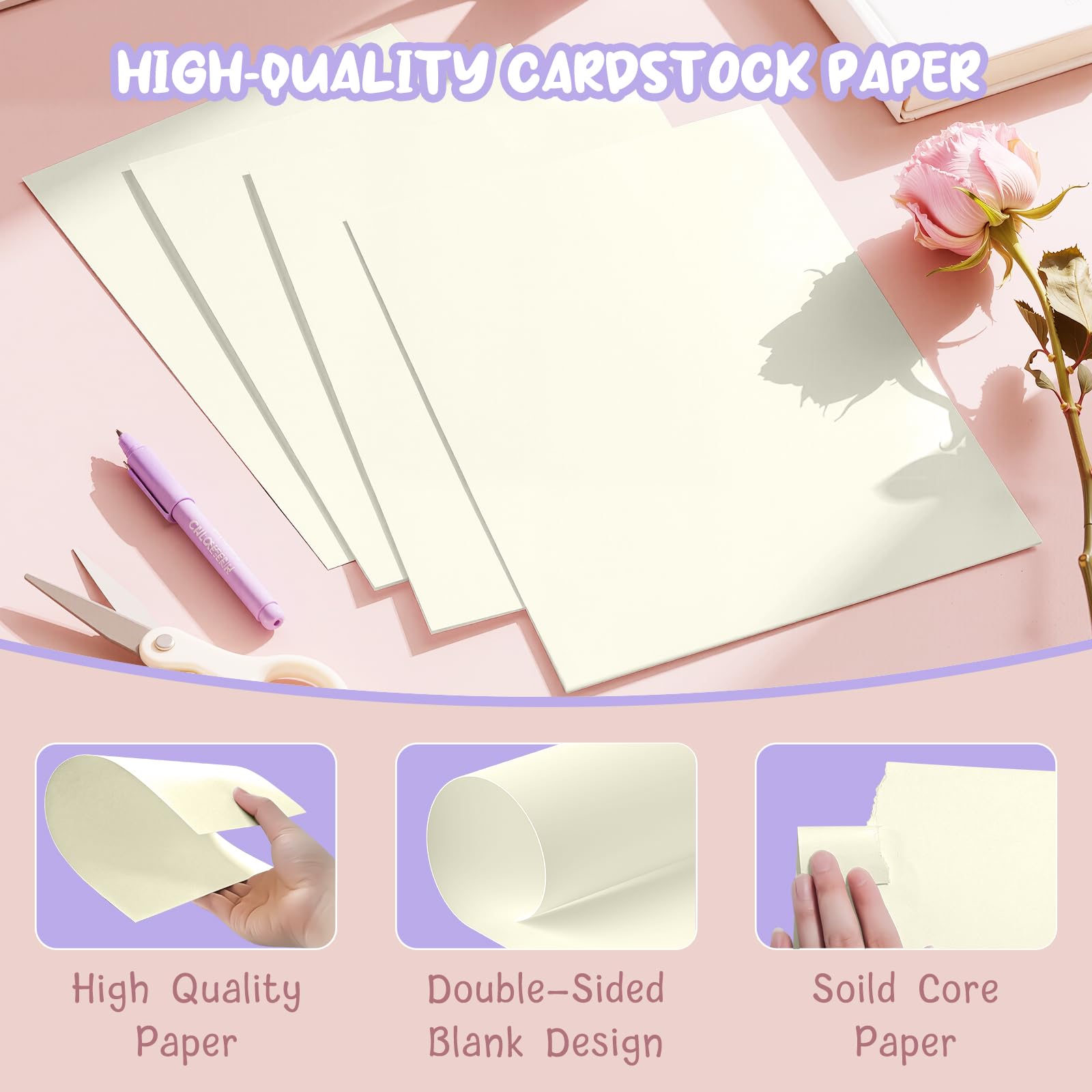 Snapklik.com : 40 Sheets Cream Cardstock Paper 8.5 X 11, Ivory ...