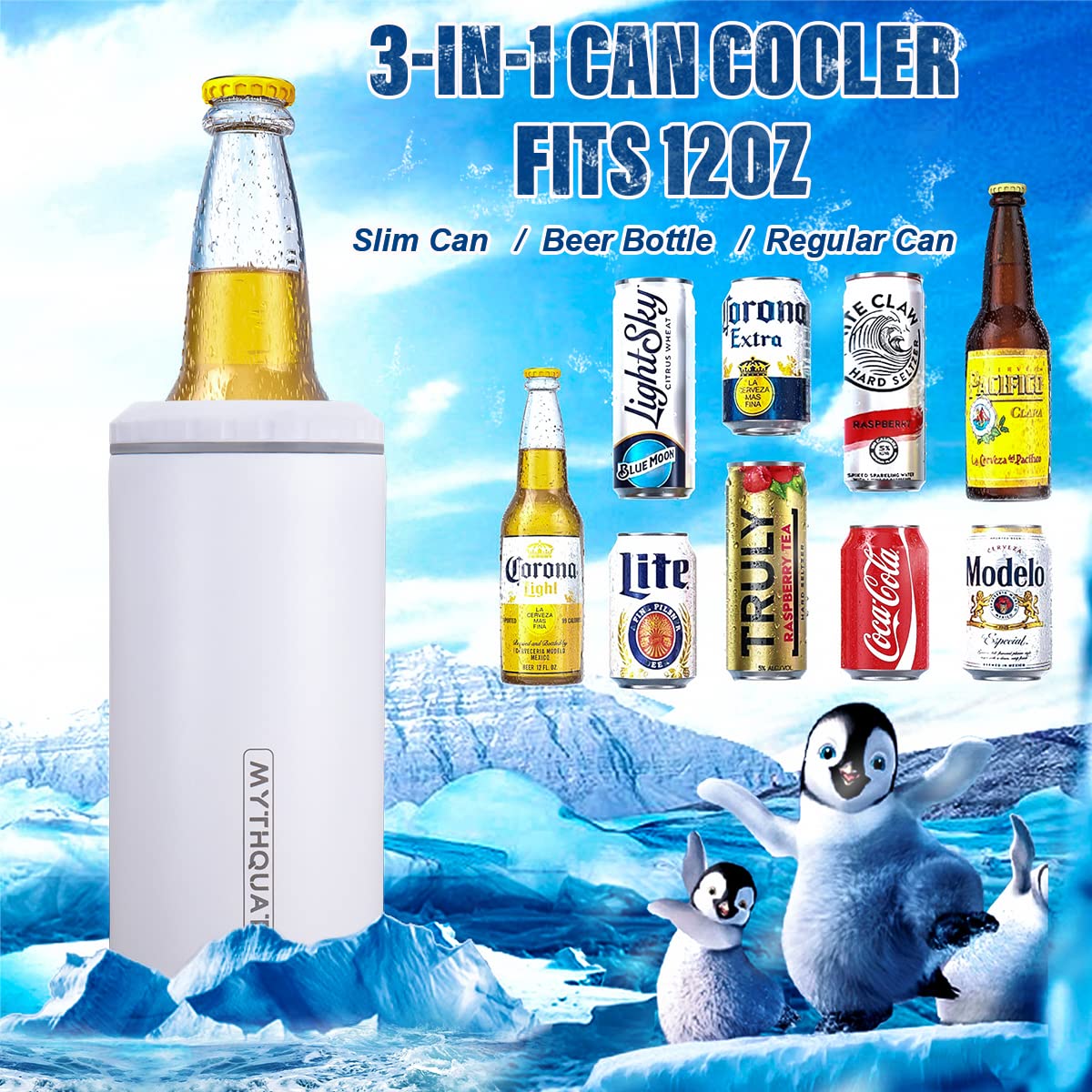 Snapklik.com : 3 In 1 Slim Can Cooler For 12 OZ Skinny Can, Regular Can ...