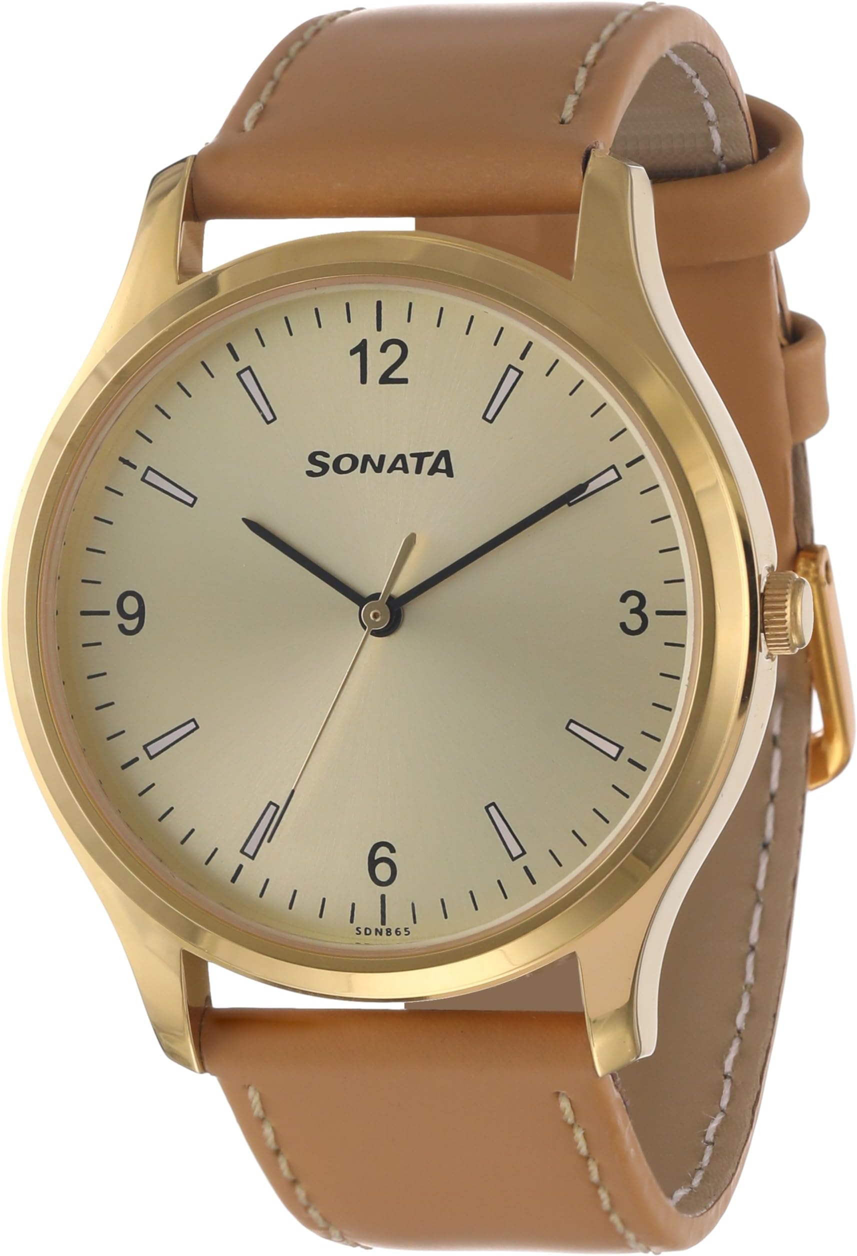 Buy Fastrack Leather Sonata Quartz Analog Champagne Dial Watch for Men ...