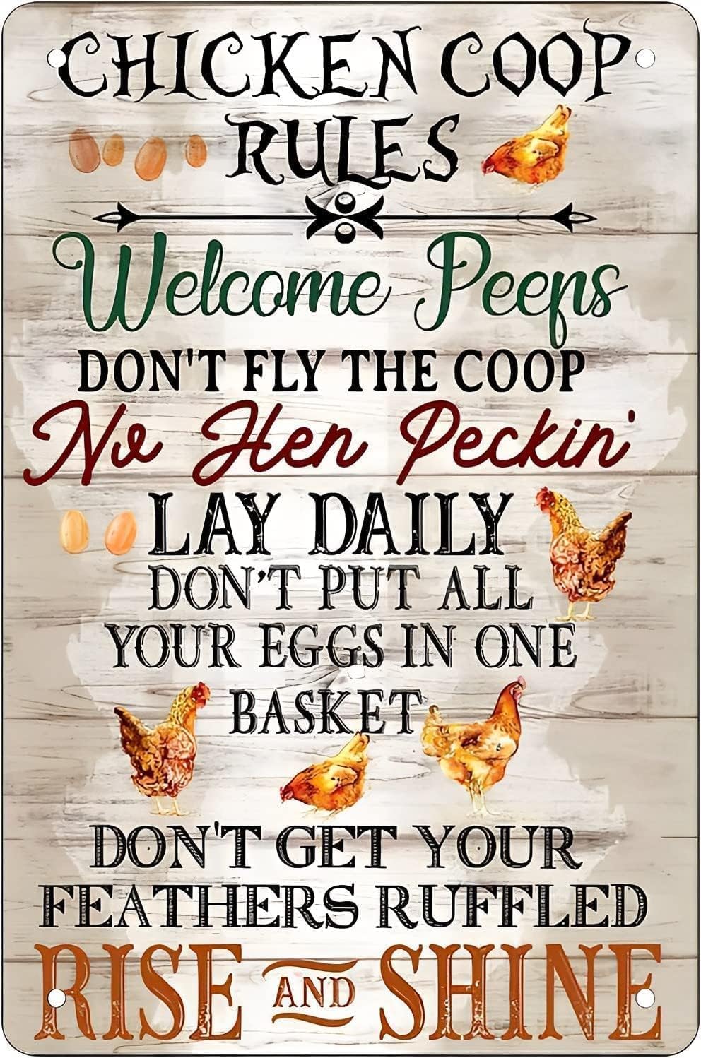 Amazon.com: Chicken Coop Rules，Welcome Peens Retro Metal Sheet Signs ...