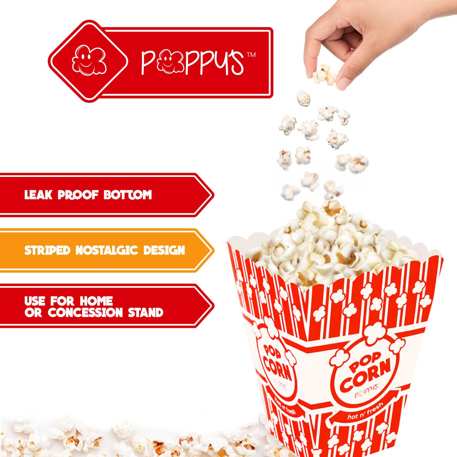 Snapklik.com : Poppys Small Popcorn Boxes 20 Pack 30 Oz Concession ...