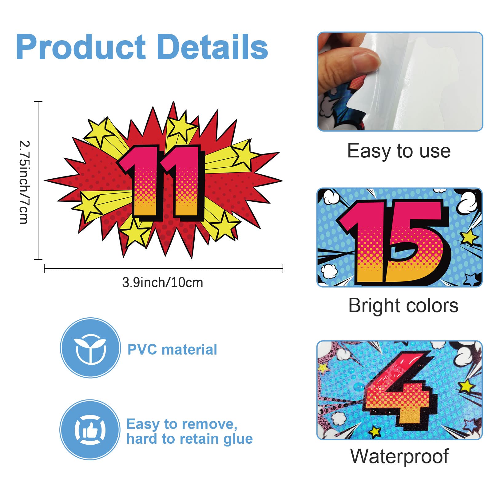 Snapklik.com : Hero Numbers Stickers Decorations Colorful Mini Dots ...