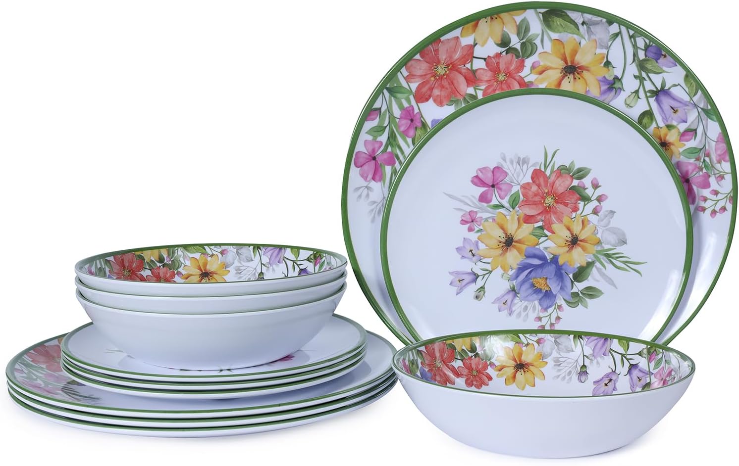 Amazon.com | Lechoo 12 Piece Melamine Dinnerware Sets - Plates And ...
