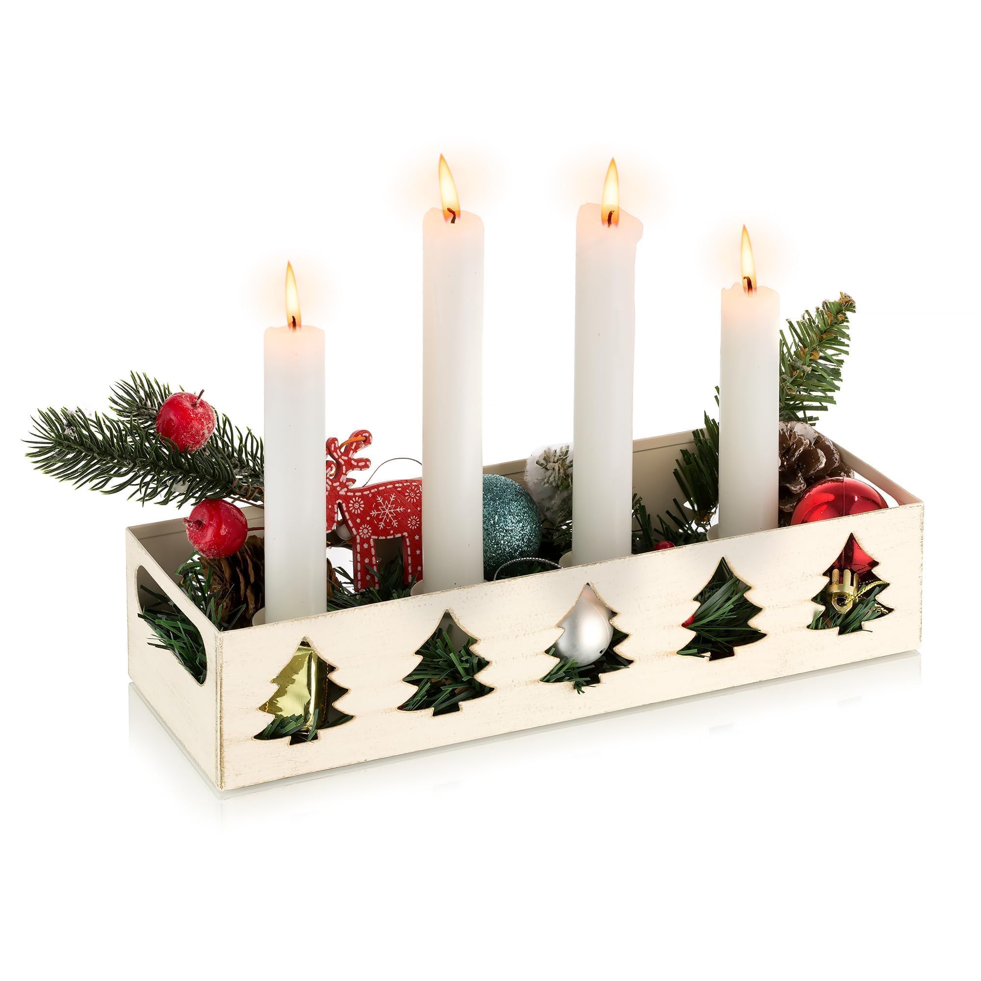 Romadedi Christmas Advent Candle Holder - Candelabra Table Centrepiece ...