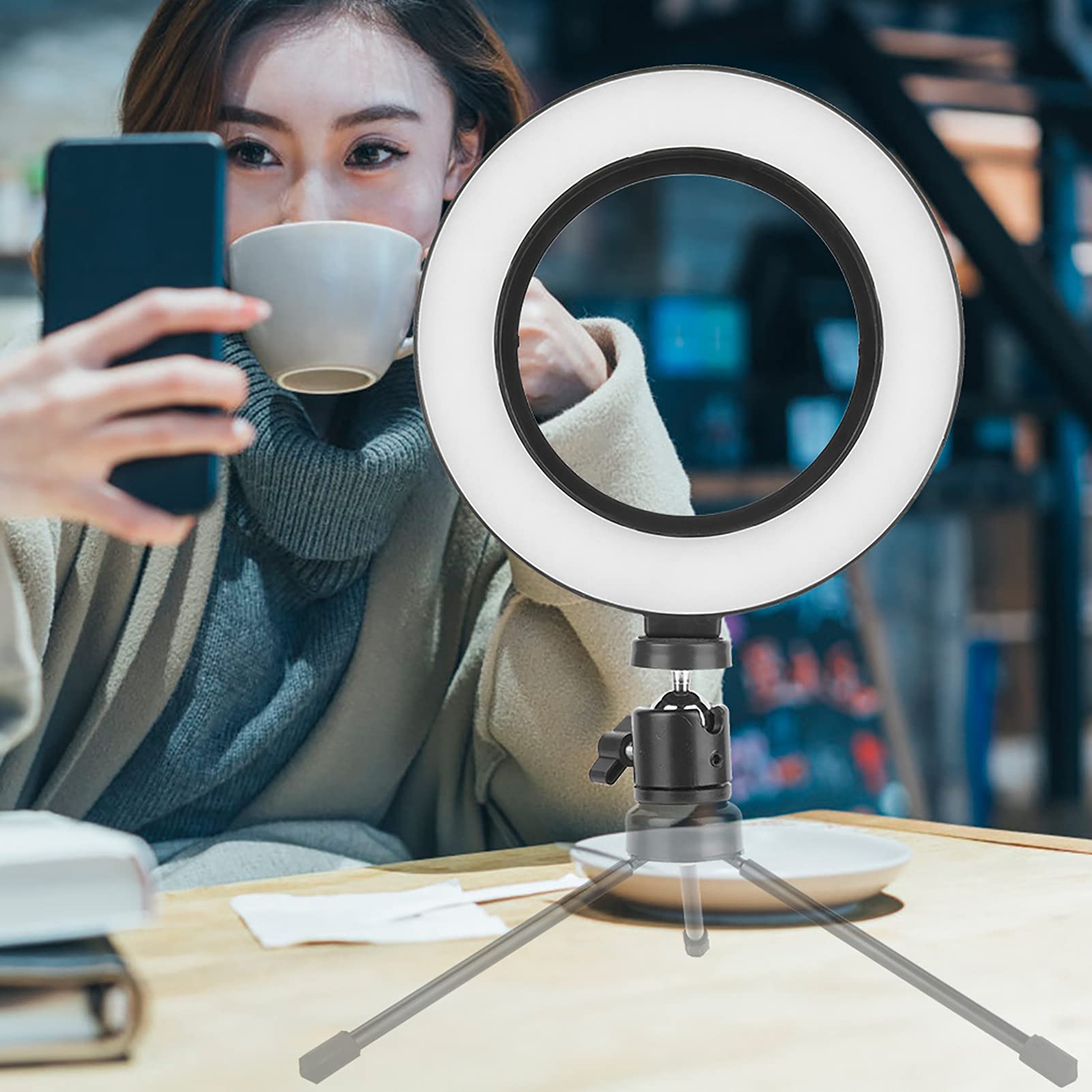 6 Inch LED Video Ring Light, Video Live Camera Make Up, Table Ring ...