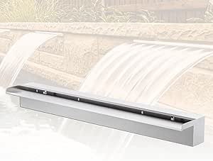 LONGRUNNEW Pond Waterfall Blade Kit, 90cm Stainless Steel Pool Fountain ...