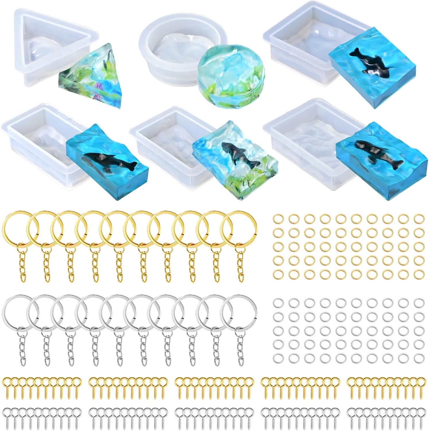 Amazon.com: RESIN GO 226Pcs Resin Keychain Molds Set - Triangle, Round ...