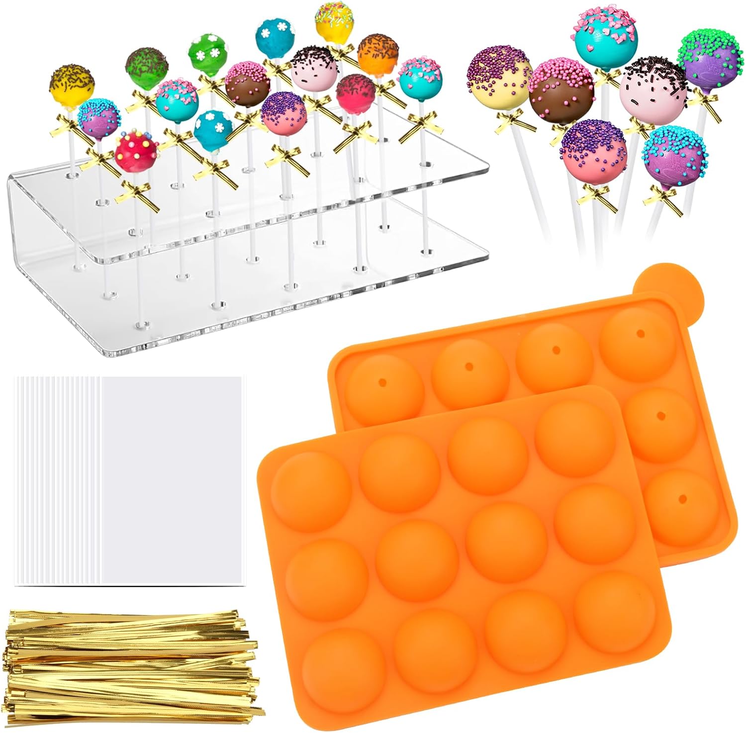 Amazon.com: Cake Pop Mold Set, 12 Cavity Silicone Cake Pop Maker ...