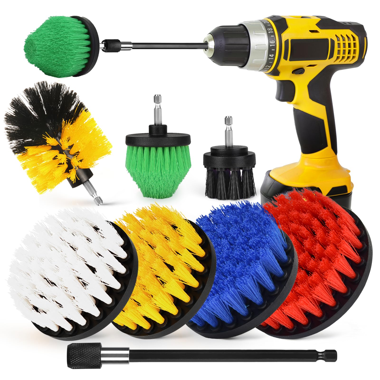 Amazon.com: Drill Brush Attachment Set, 7Pcs 1/4in Power Scrubber Brush ...